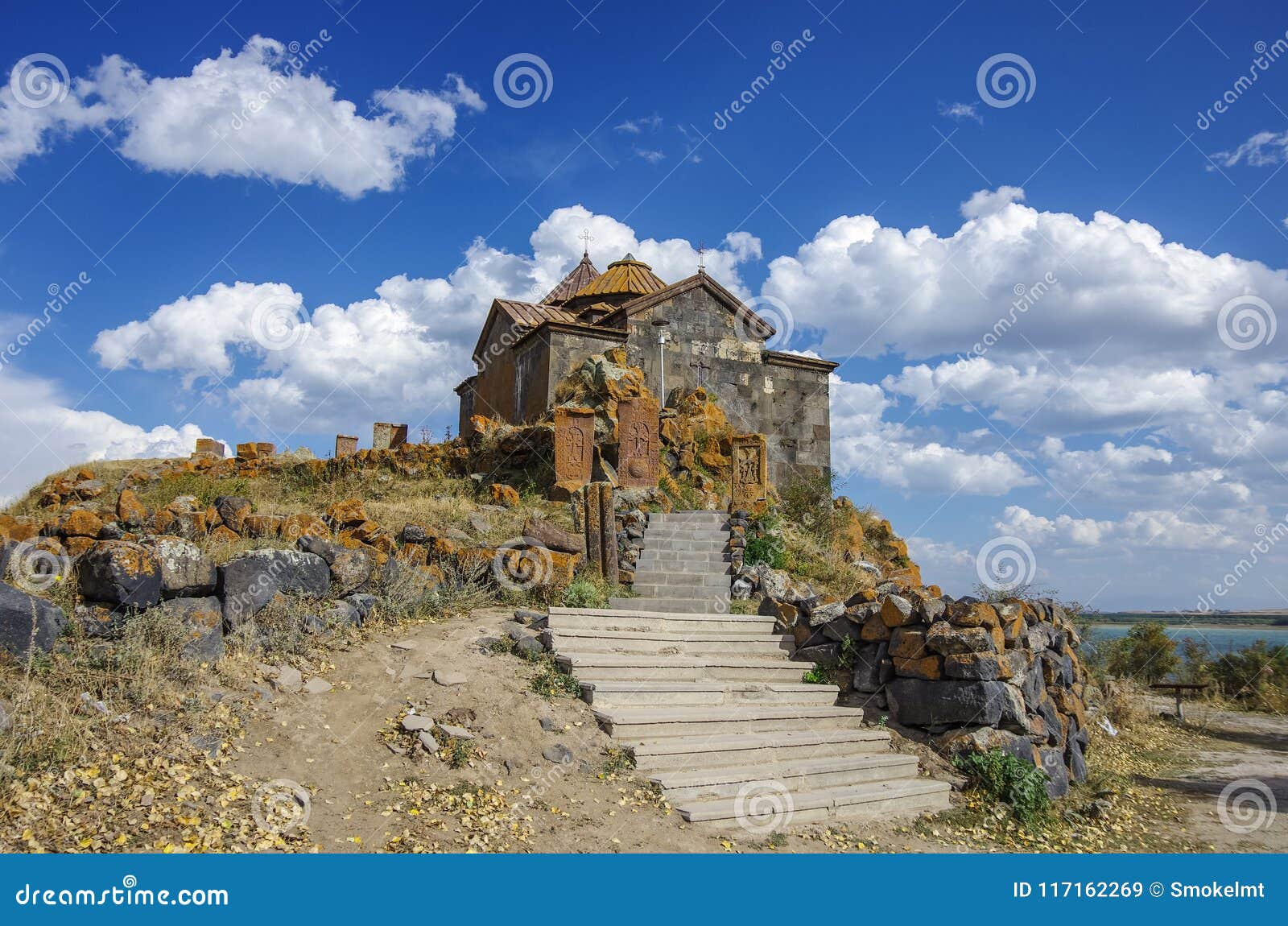 Khachkars at the Monastery Hayravank. Lake Sevan Shore Stock Image ...