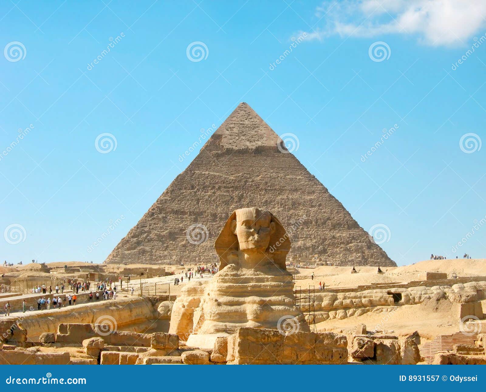Khafra S Pyramid and the Great Sphinx Stock Image - Image of desert ...