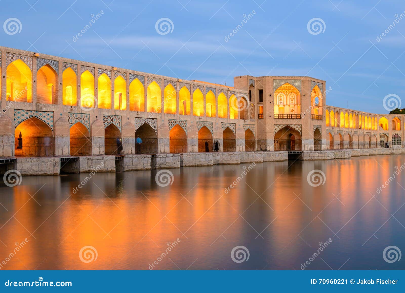 Khaju-Bridge at sunset stock image. Image of famous, glow - 70960221