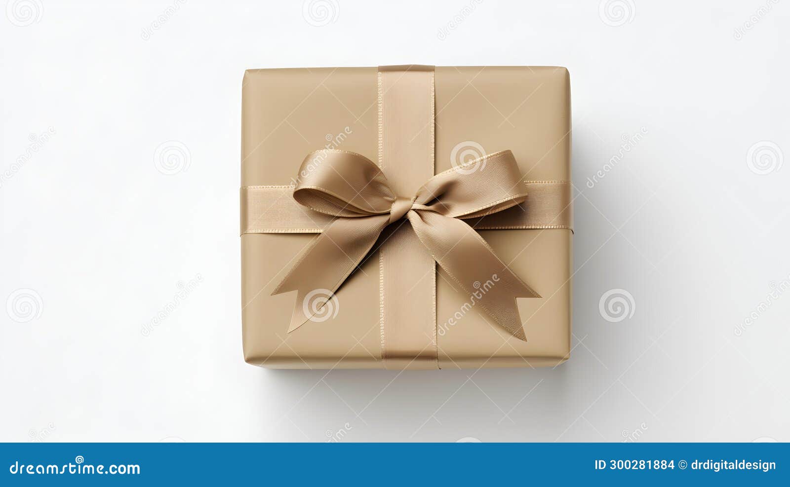 Khaki Gift Box in Front of a Light Background with Copy Space. Festive ...