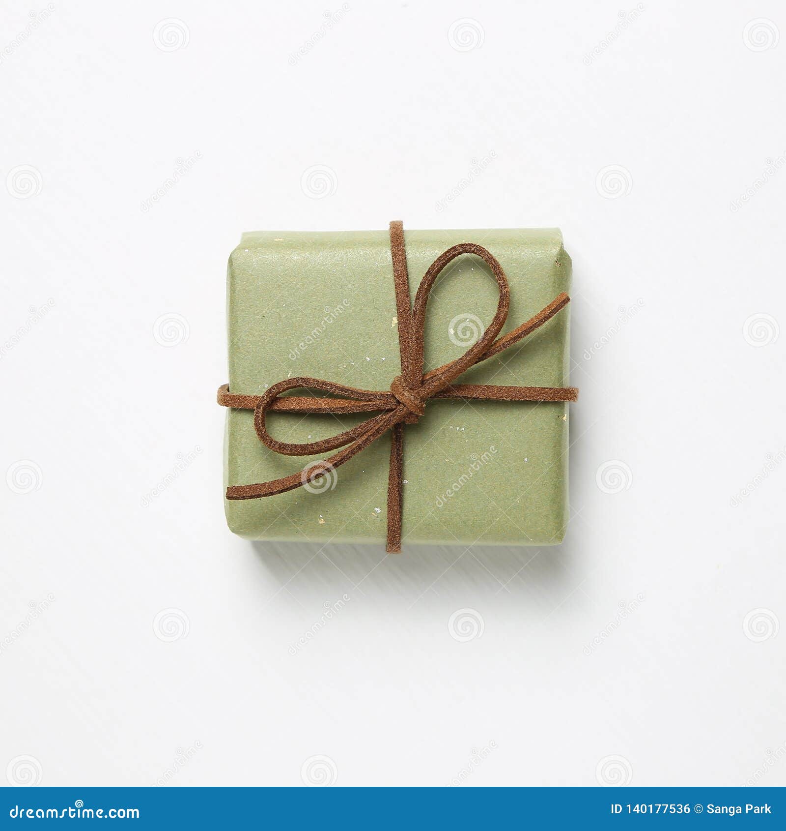 Khaki Gift Box Isolated on White Background Stock Photo - Image of ...