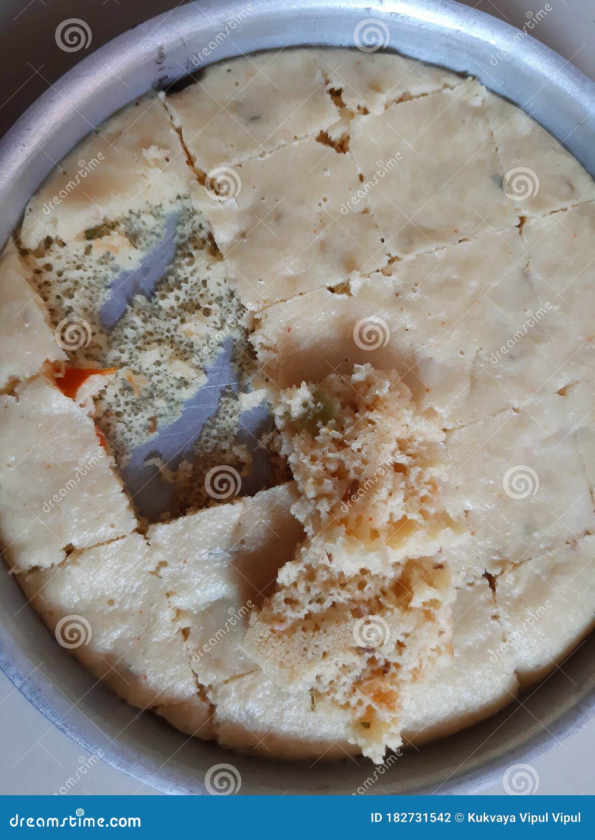 Khaman Dhokla in a Steel Dish. Stock Photo - Image of food, popular ...