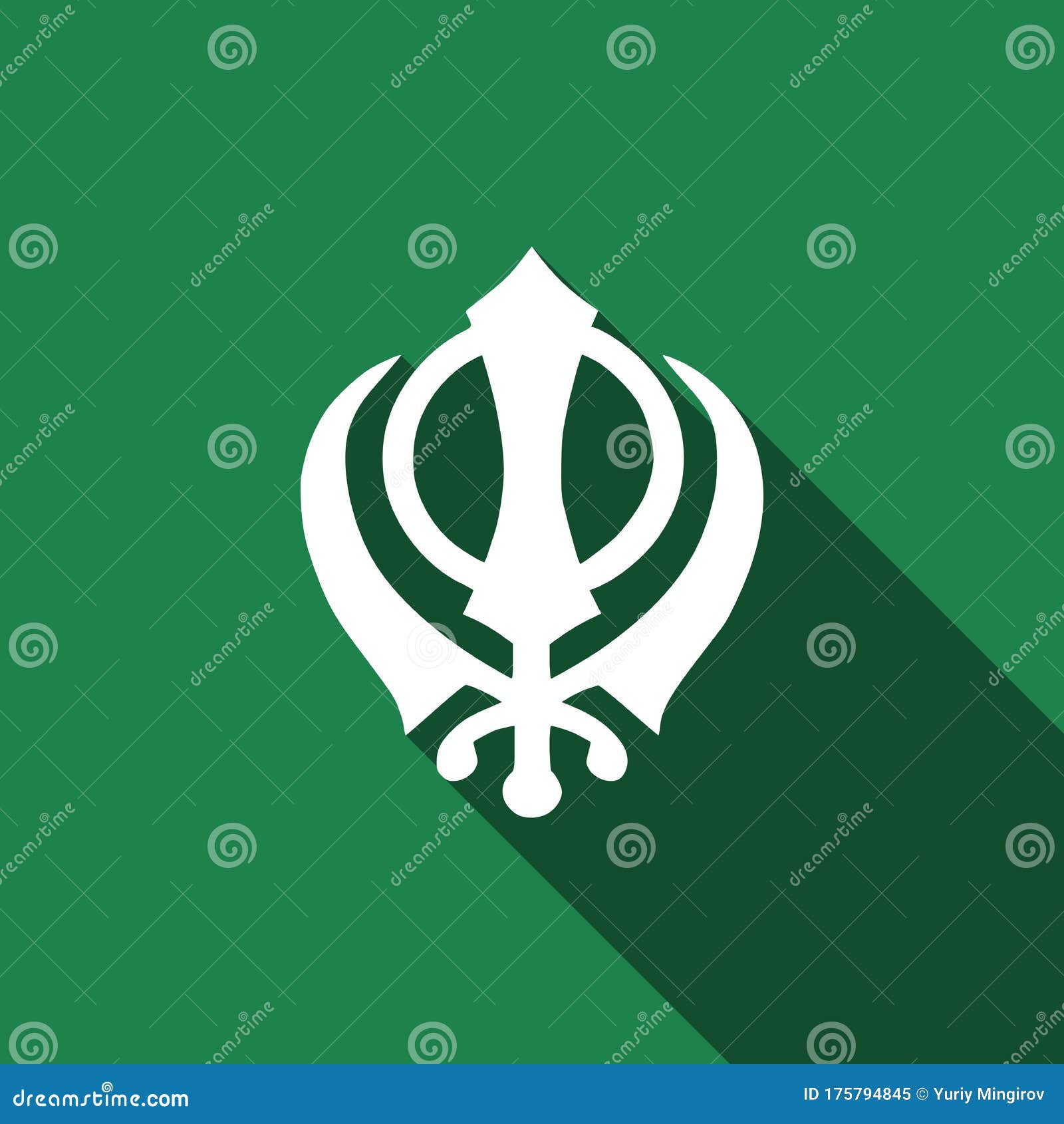 Khanda Sikh Icon with Long Shadow. Stock Vector - Illustration of faith ...