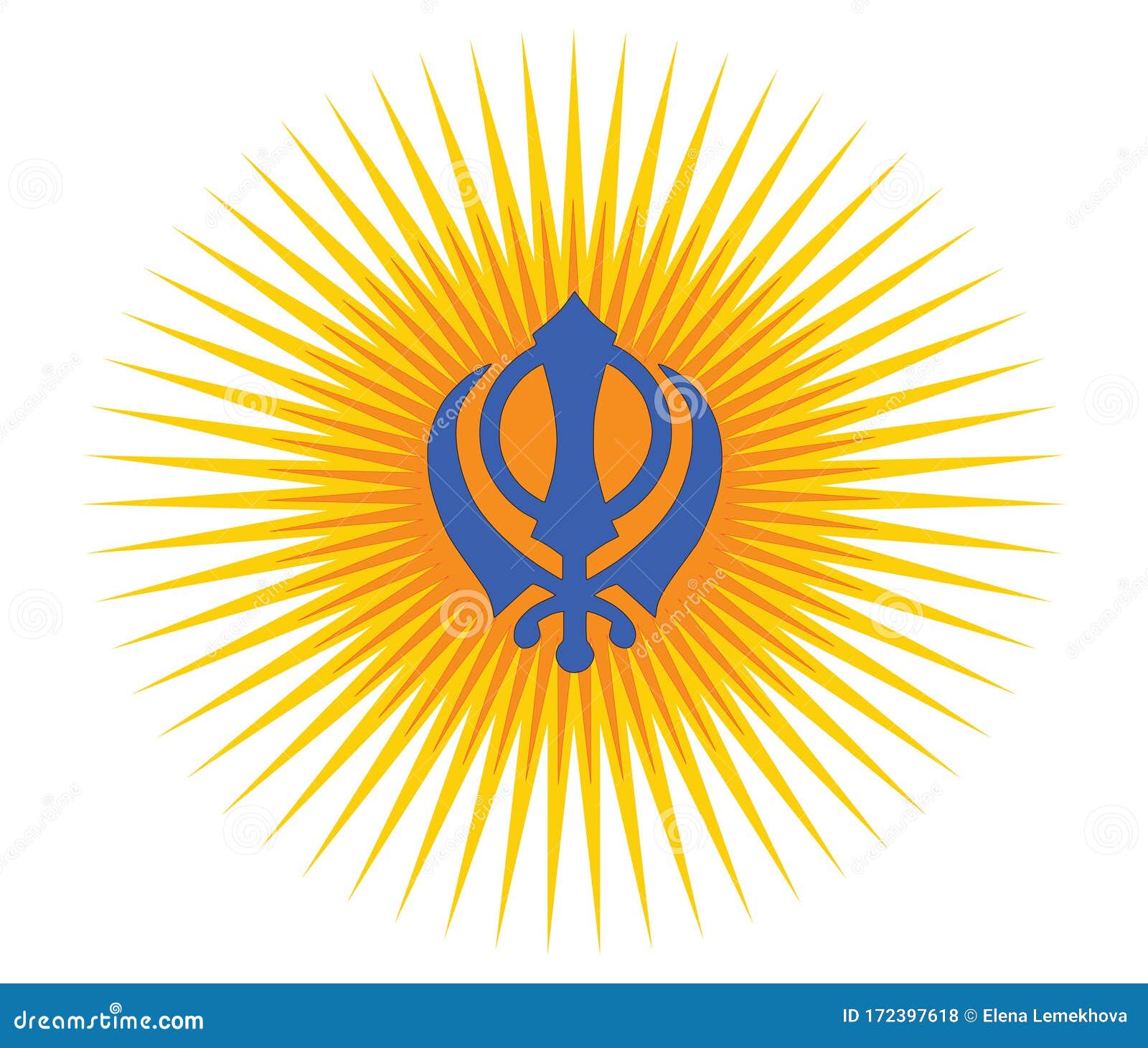 The Main Symbol of Sikhism â€“ Sign Khanda. Red and Gold Gradient Rays ...