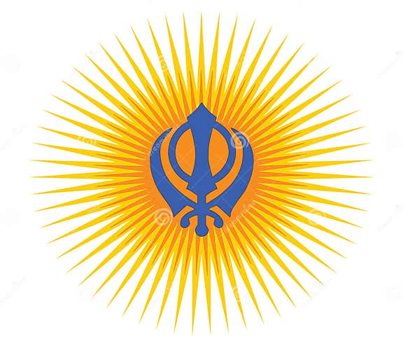 The Main Symbol of Sikhism â€“ Sign Khanda. Red and Gold Gradient Rays ...