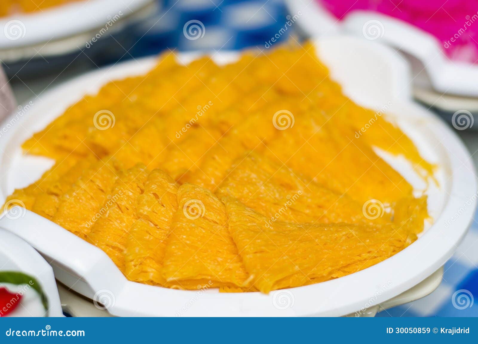 Egg Yolk Thread (Khanom Foi Tong) Stock Image - Image of yellow, style ...