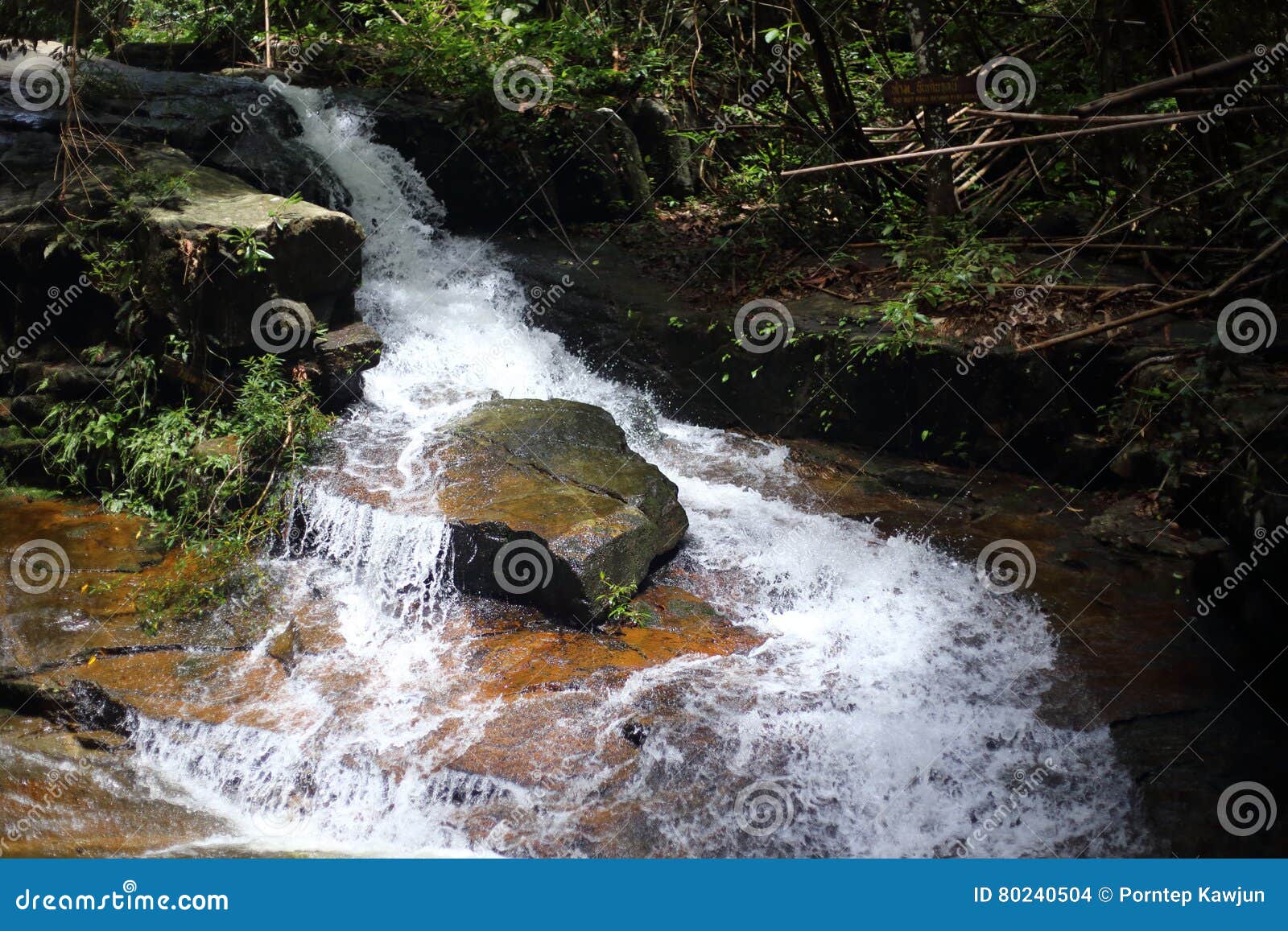 Khao Cha Mao Waterfall stock photo. Image of outdoors - 80240504