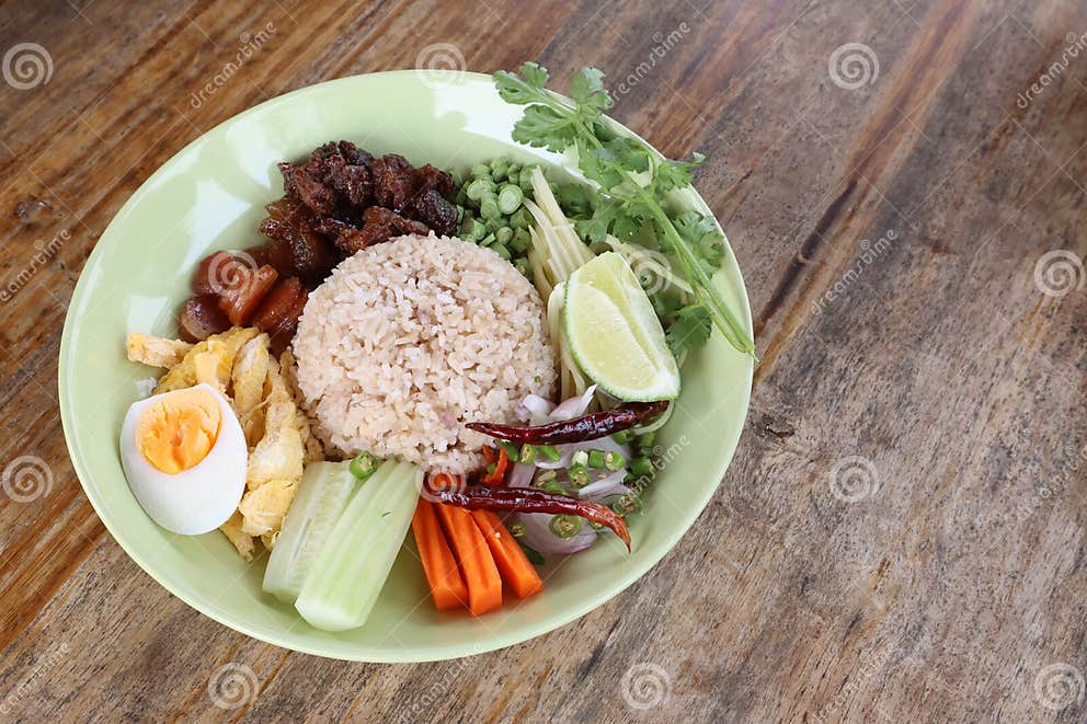 Khao Kluk Kapi. Rice Mixed with Shrimp Paste Stock Photo - Image of ...