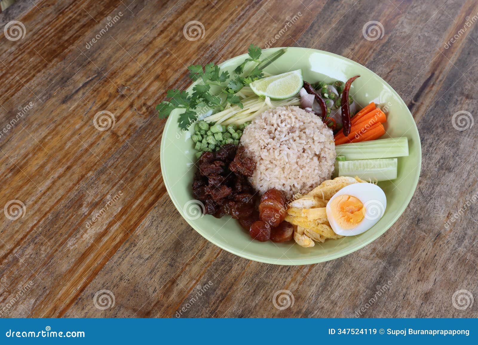Khao Kluk Kapi. Rice Mixed with Shrimp Paste Stock Image - Image of ...