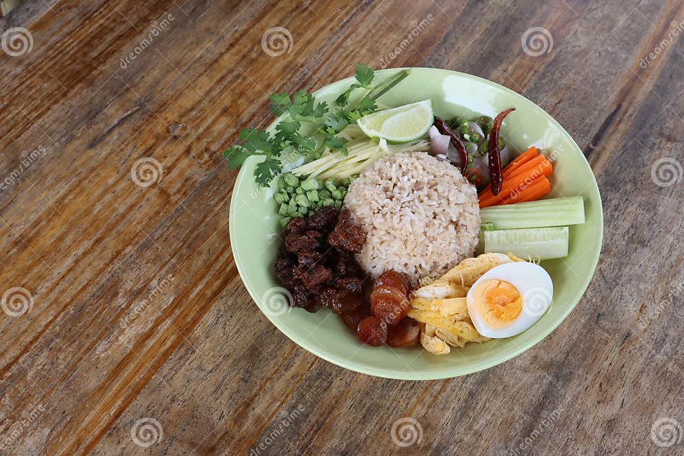 Khao Kluk Kapi. Rice Mixed with Shrimp Paste Stock Image - Image of ...