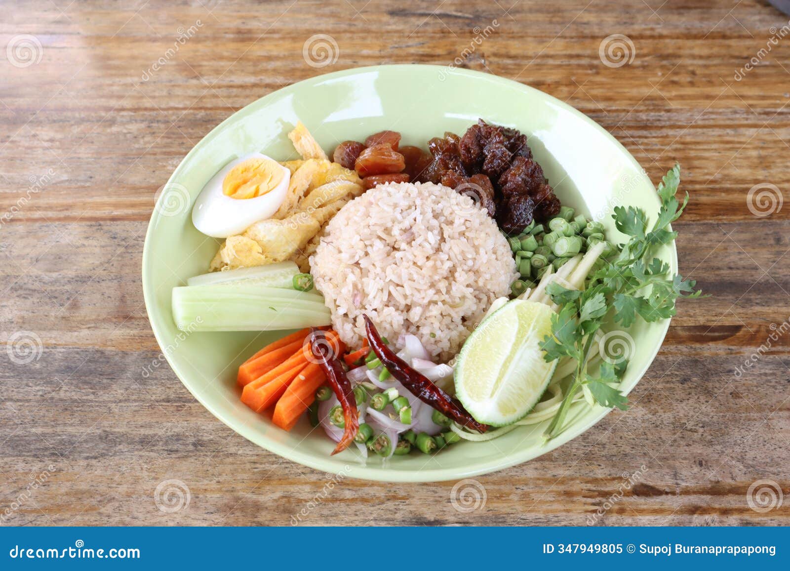 Khao Kluk Kapi. Rice Mixed with Shrimp Paste Stock Image - Image of ...