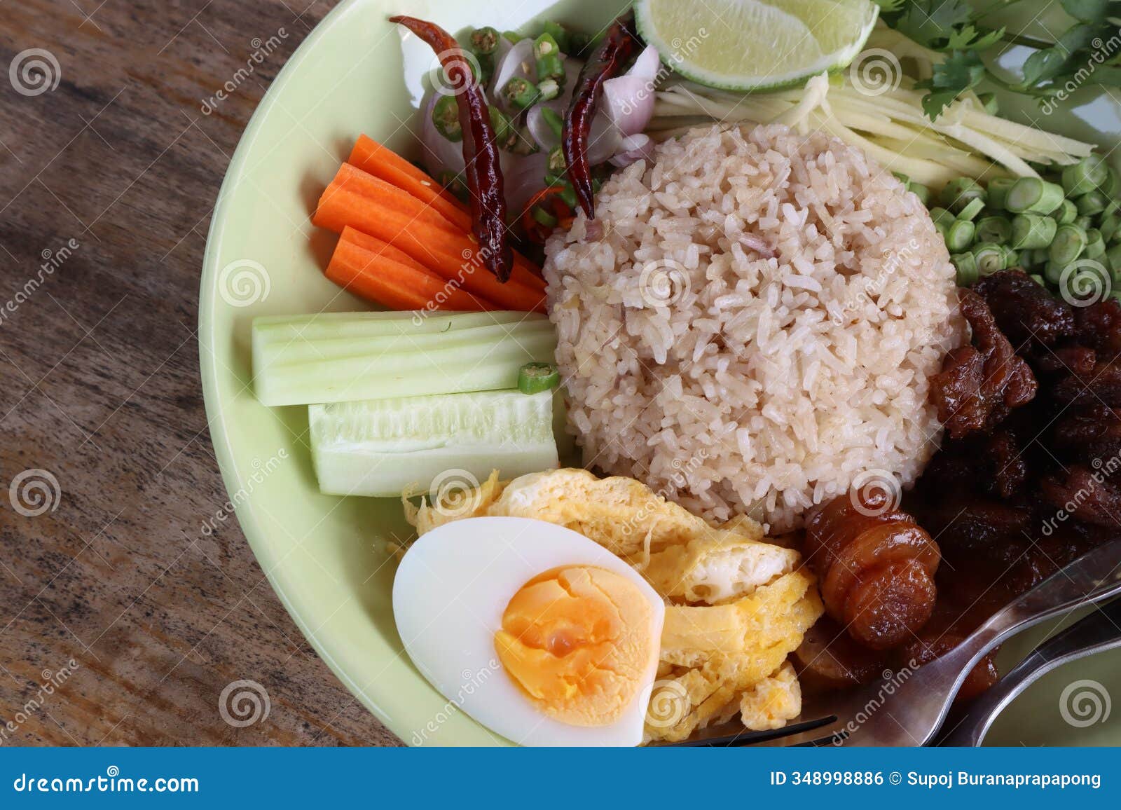 Khao Kluk Kapi. Rice Mixed with Shrimp Paste Stock Photo - Image of ...