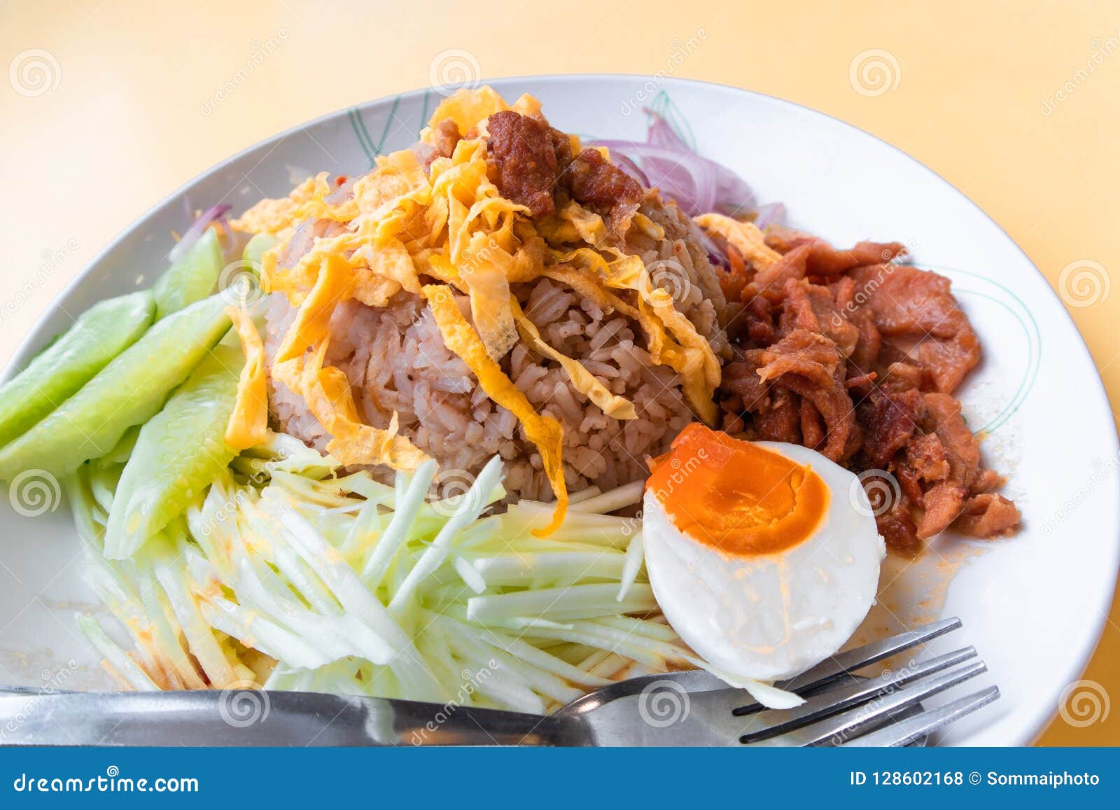 Khao Kluk Kapi, Thai Fried Rice with Fermented Shrimp Paste Stock Photo ...