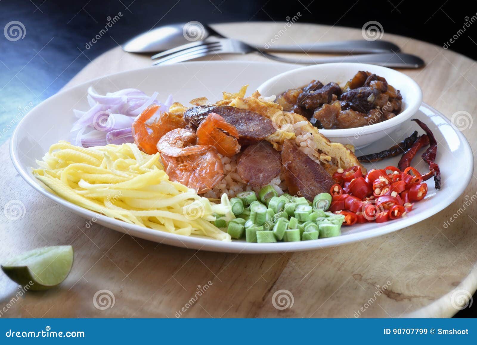 Khao Kluk Kapi or Thai Fried Rice with Shrimp Paste Stock Image - Image ...
