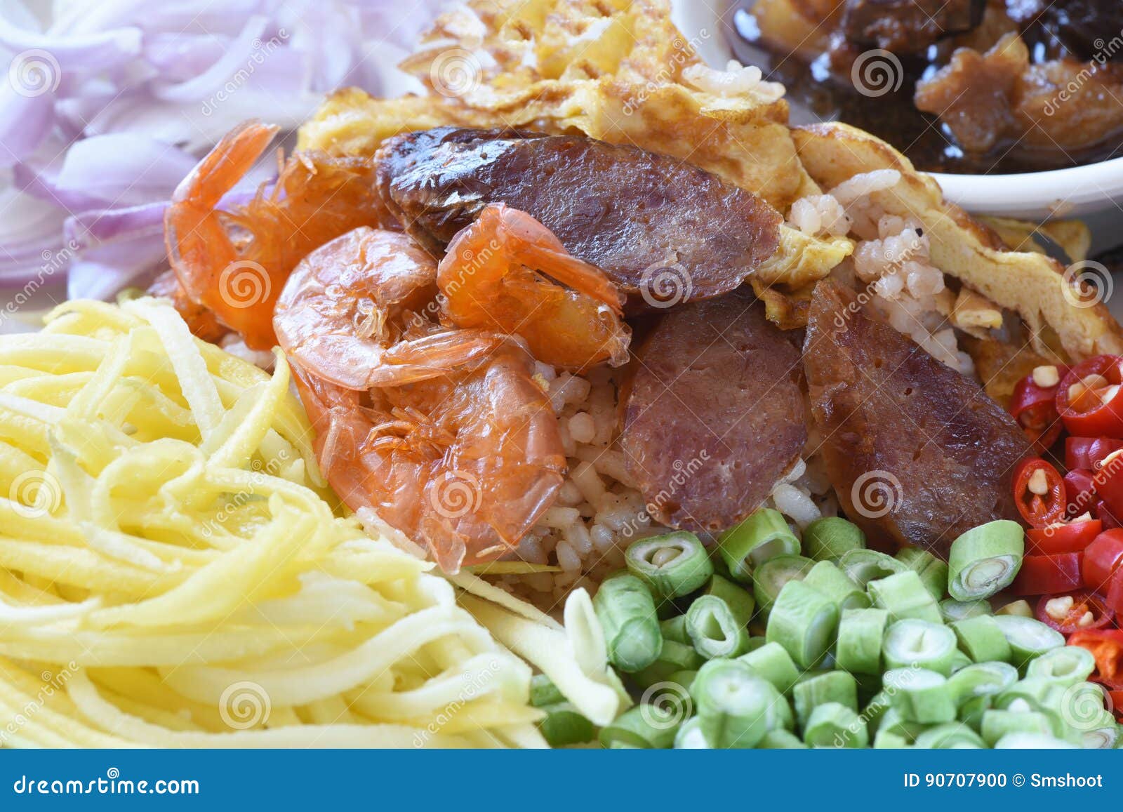 Khao Kluk Kapi or Thai Fried Rice with Shrimp Paste Stock Photo - Image ...