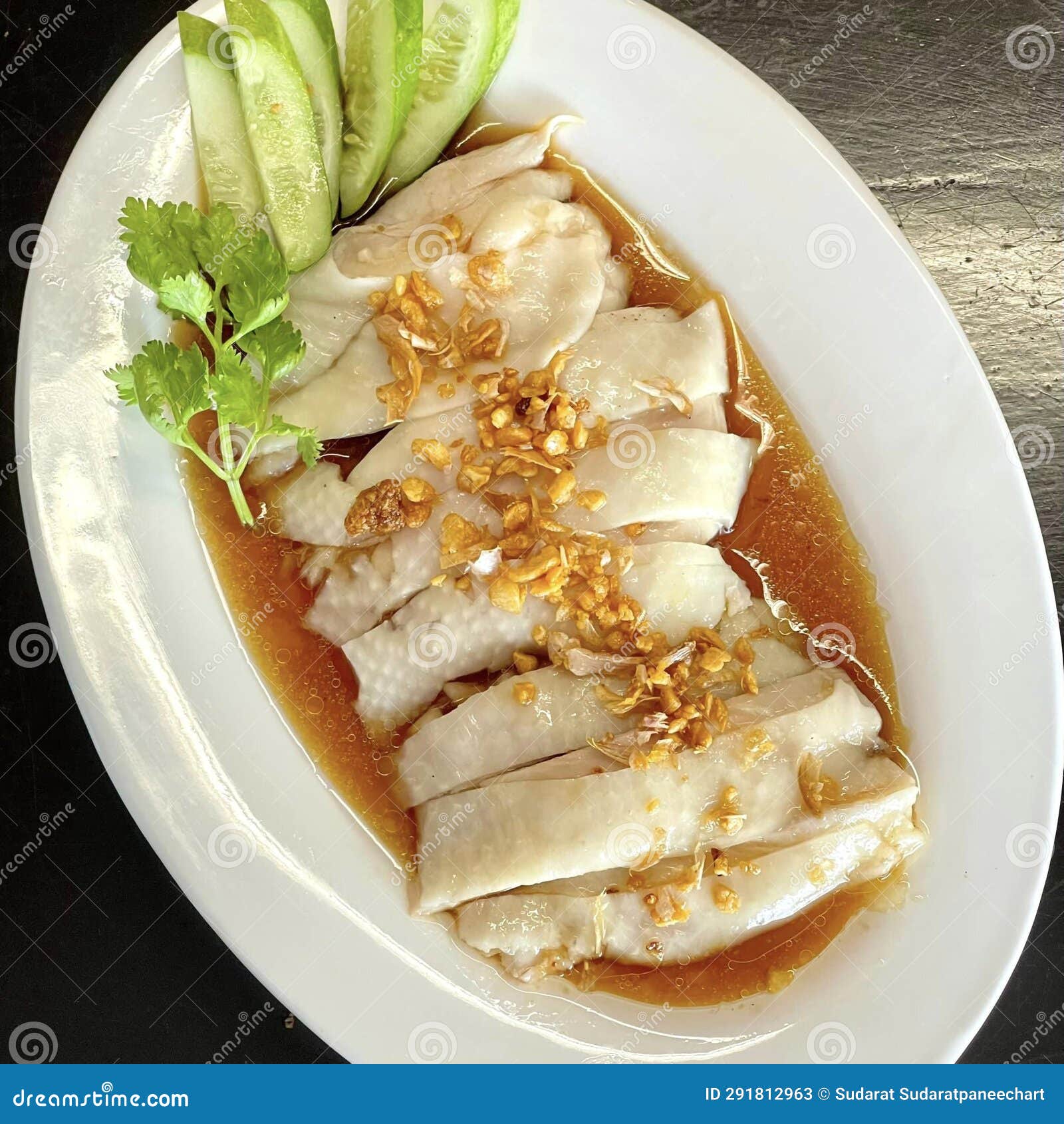 Khao Man Kai Grilled Chicken Rice Fried Chicken Stock Image - Image of ...