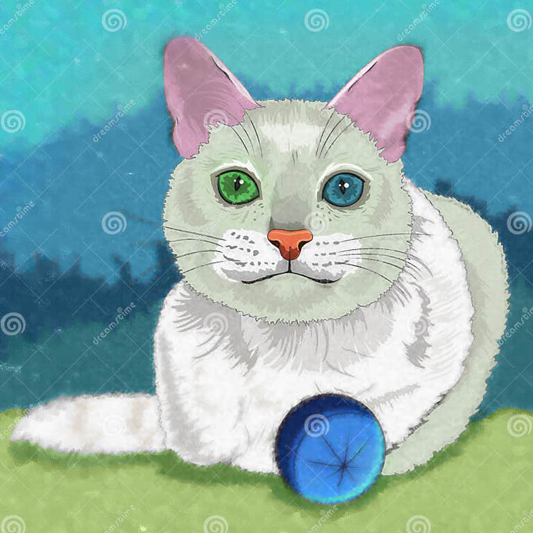 Khao Manee Cat Illustration Illustration Stock - Illustration du ...