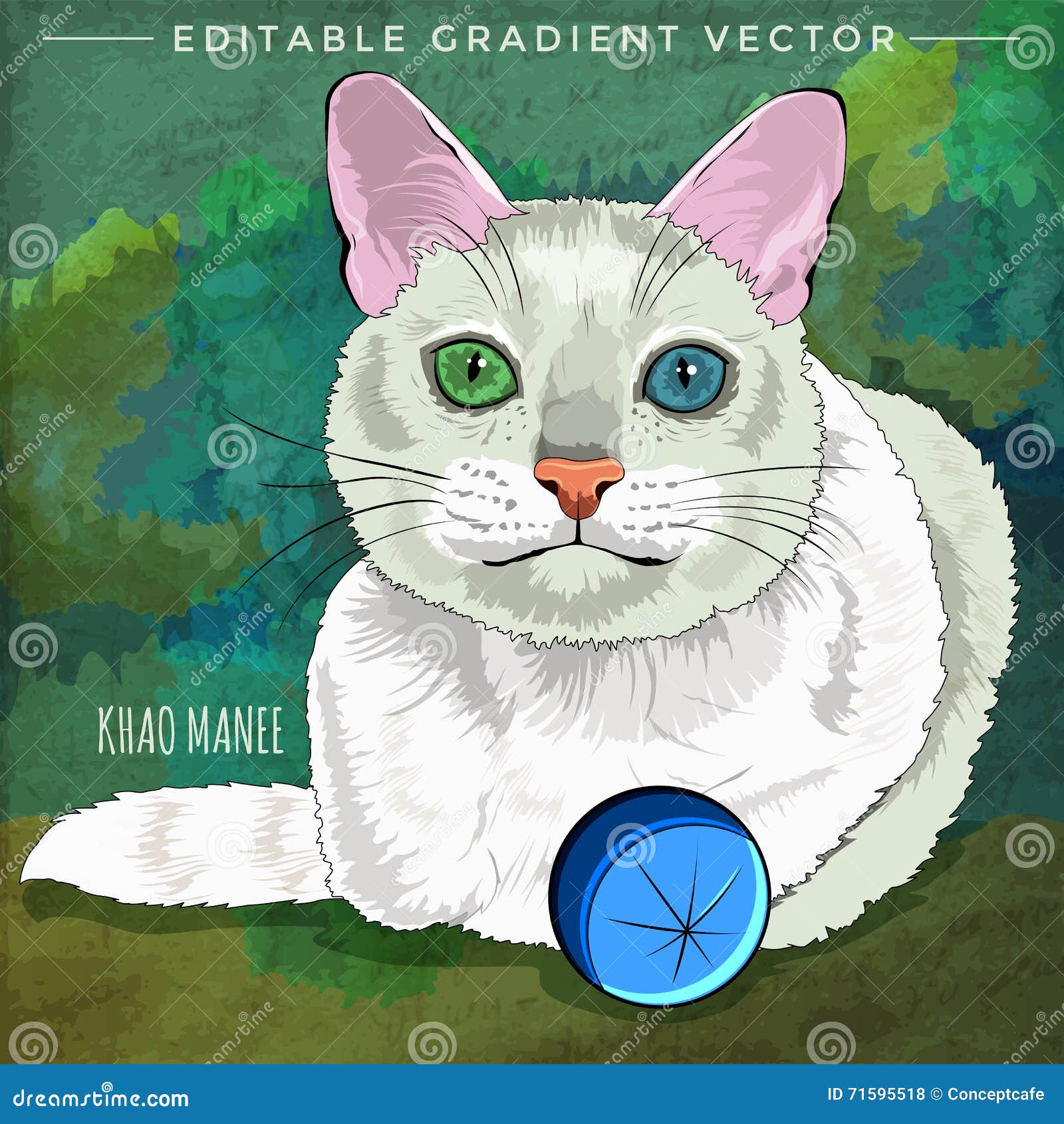 Khao Manee Cat Illustration Stock Vector - Illustration of paint ...