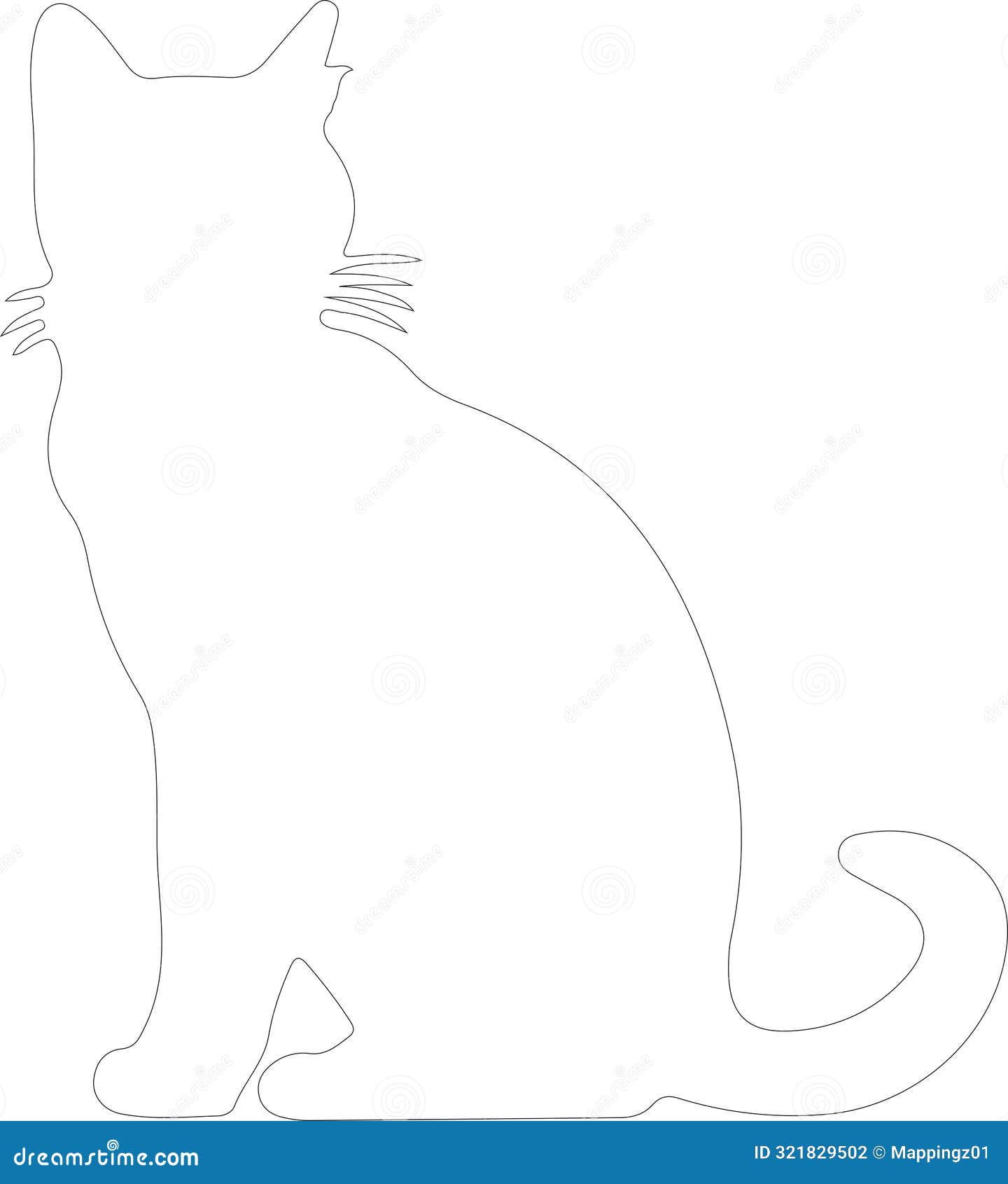 Khao Manee Cat Black Silhouette Generative Ai Cartoon Vector ...