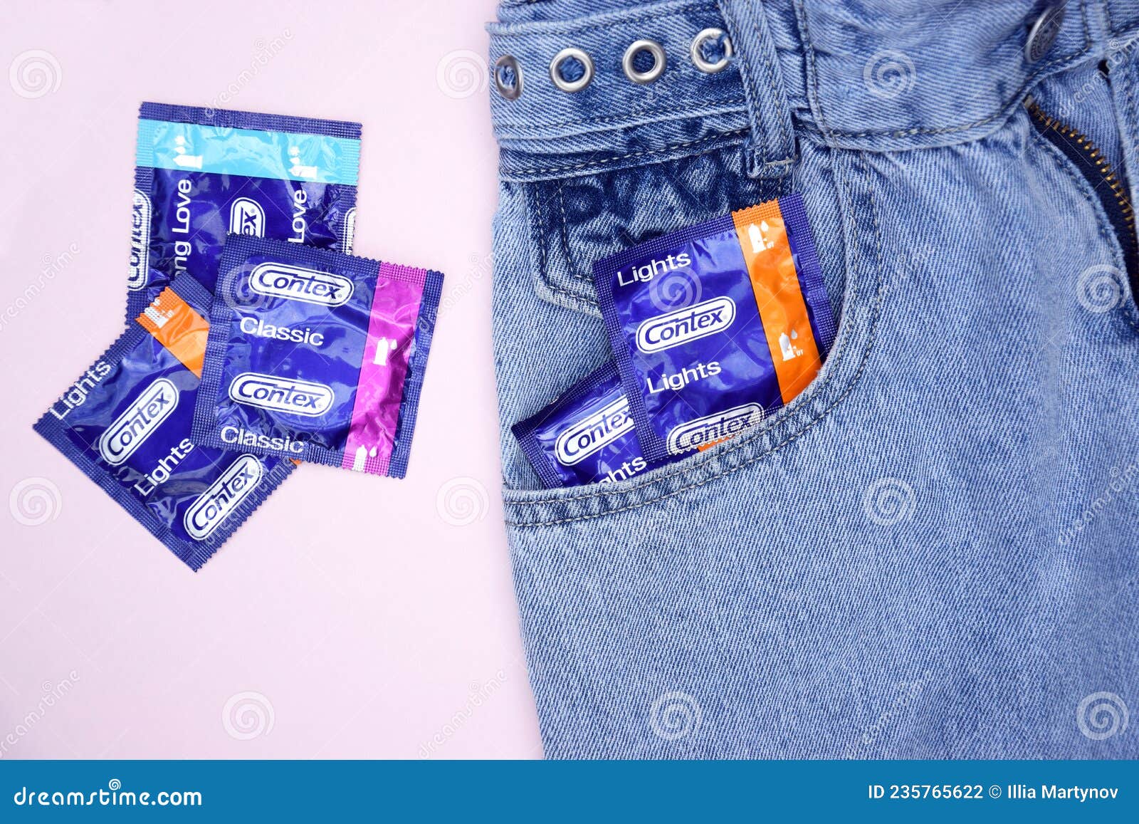 Contex Condom In Jeans Pocket Sexual Protection Concept Editorial Photography Image Of