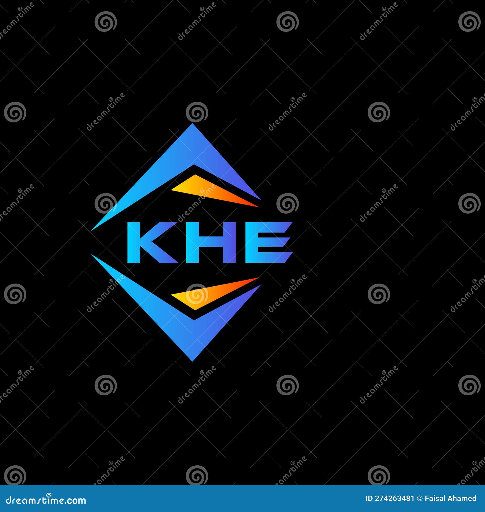 KHE Abstract Technology Logo Design on Black Background. KHE Creative ...