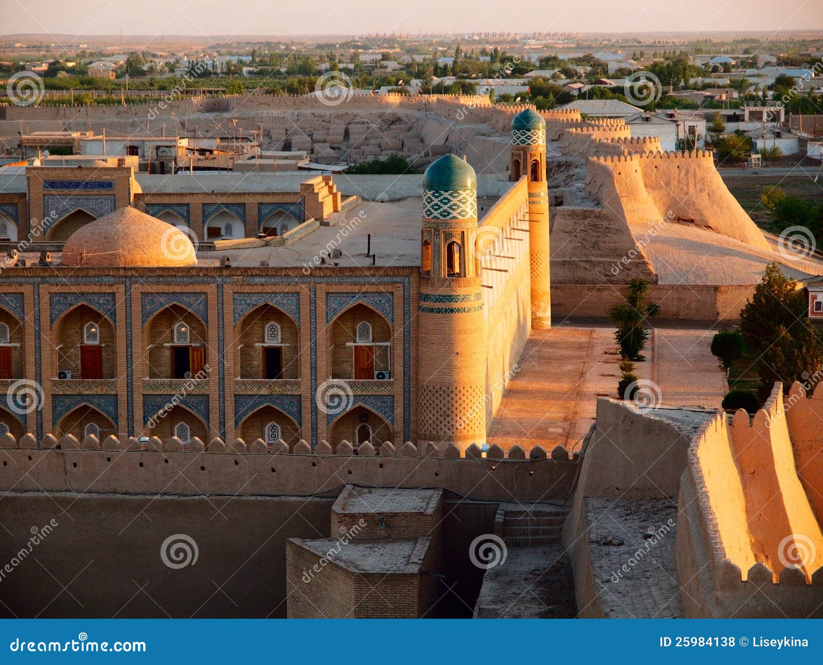 Khiva at sunset stock photo. Image of madrasas, mosque - 25984138