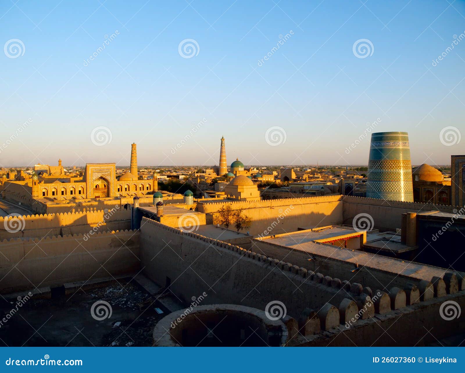 Khiva at sunset stock photo. Image of medieval, oriental - 26027360