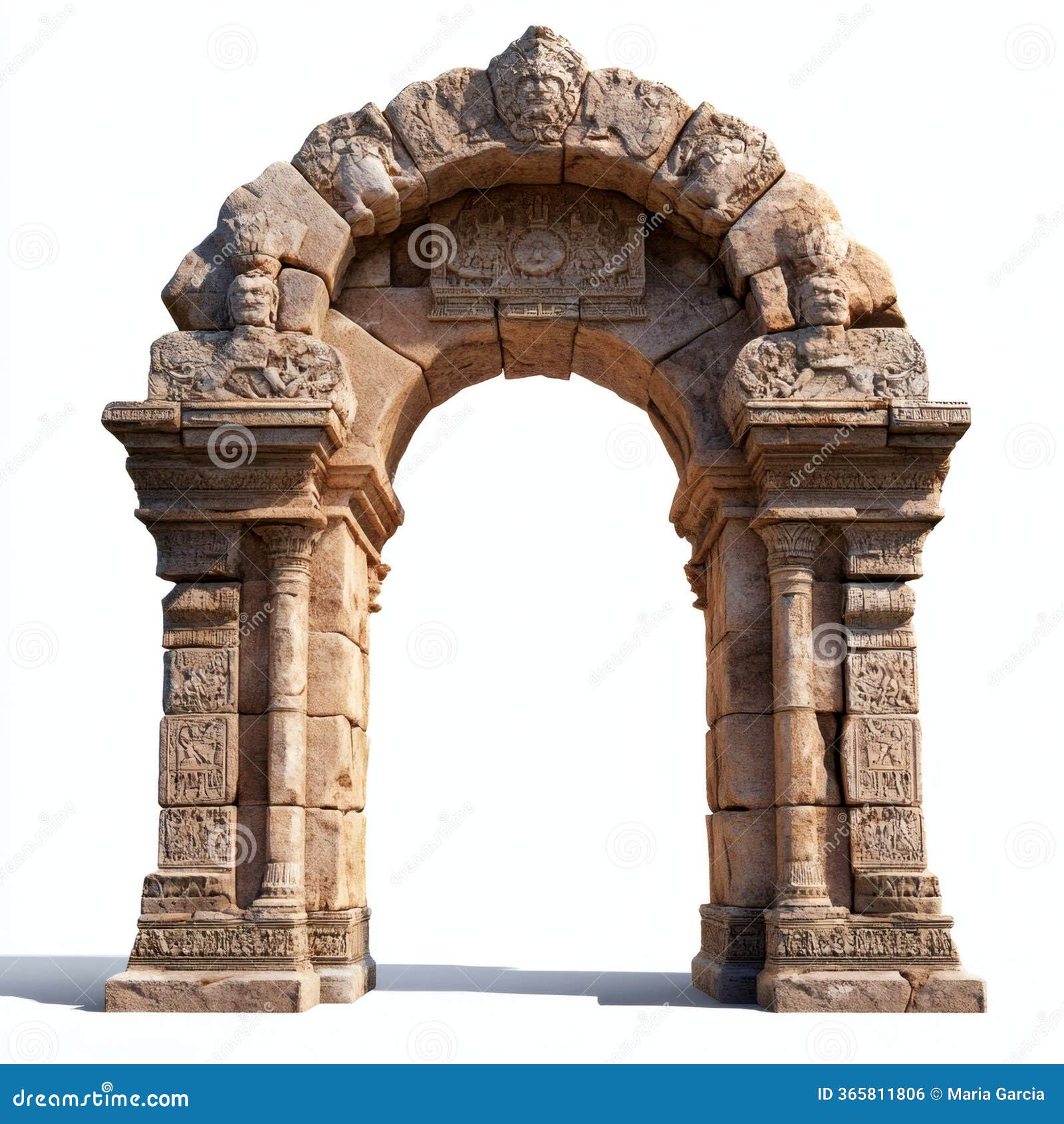 Khmer Ancient Gate, Isolated On White Background Stock Photography ...