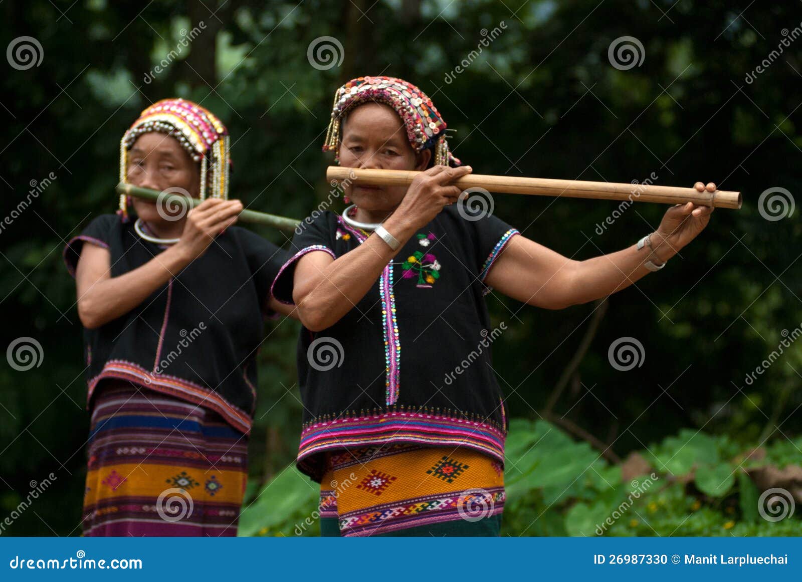 Khmu Hilltribe Playing Flute with Nose. Editorial Image - Image of ...