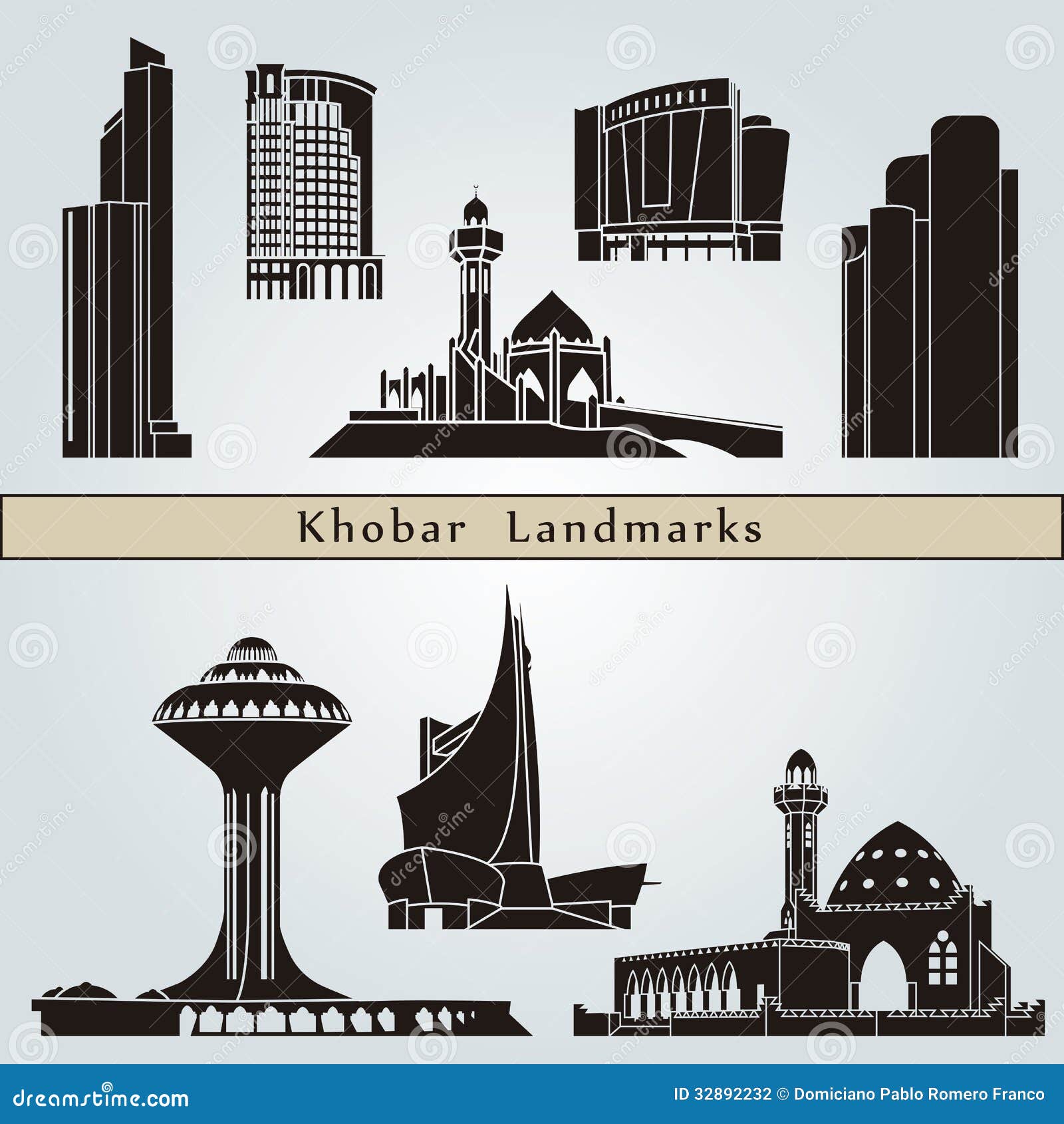 Khobar Landmarks and Monuments Stock Vector - Illustration of monuments ...
