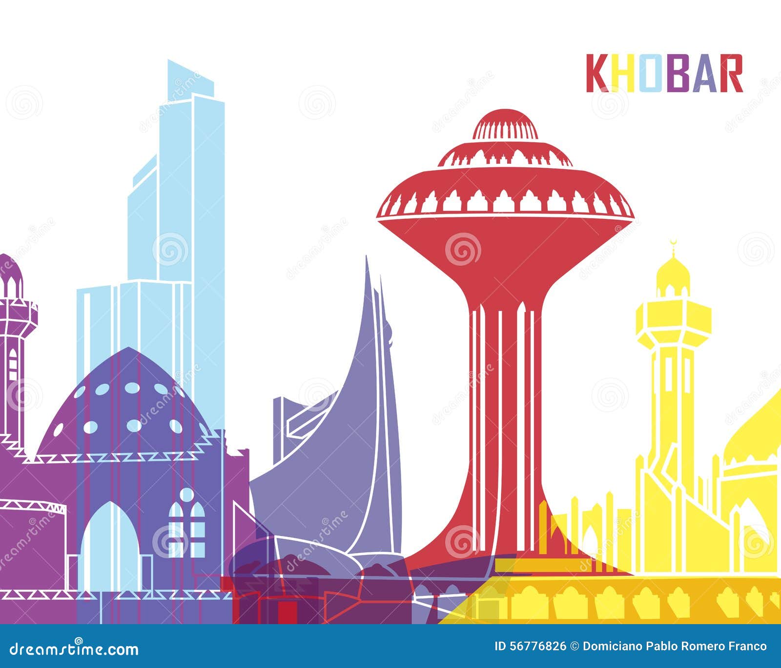 Khobar skyline pop stock vector. Illustration of saudi - 56776826