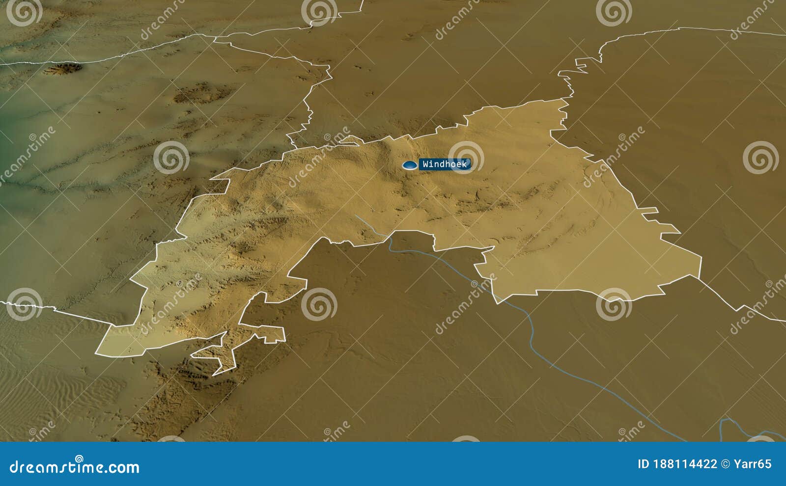 Khomas, Namibia - Highlighted with Capital. Physical Stock Illustration ...