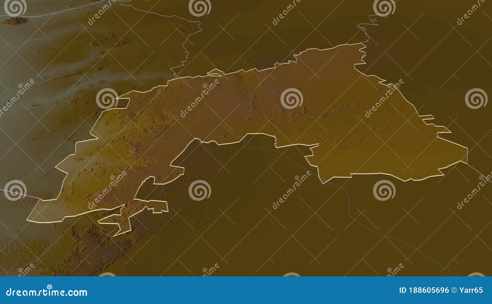Khomas, Namibia - Outlined. Relief Stock Illustration - Illustration of ...