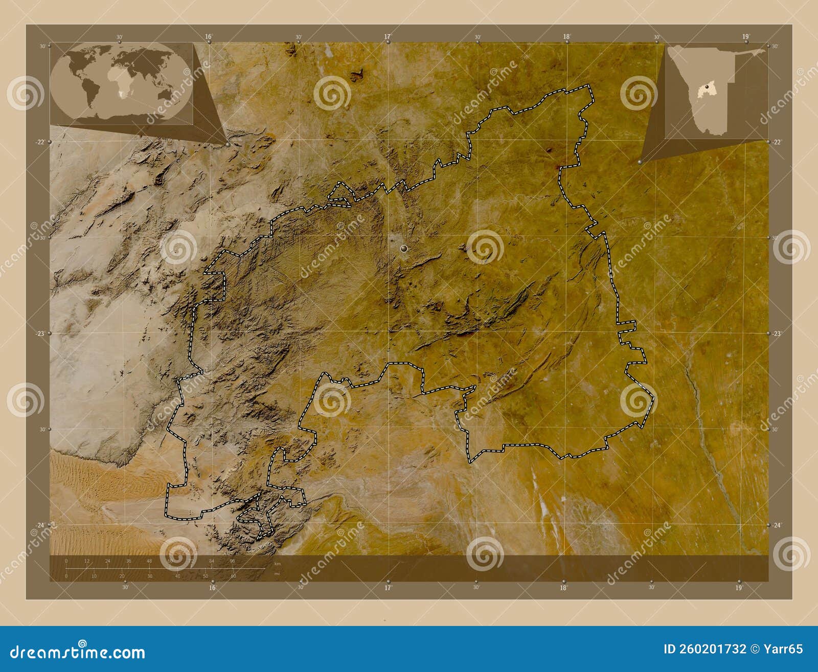 Khomas, Namibia. Low-res Satellite. Capital Stock Illustration ...