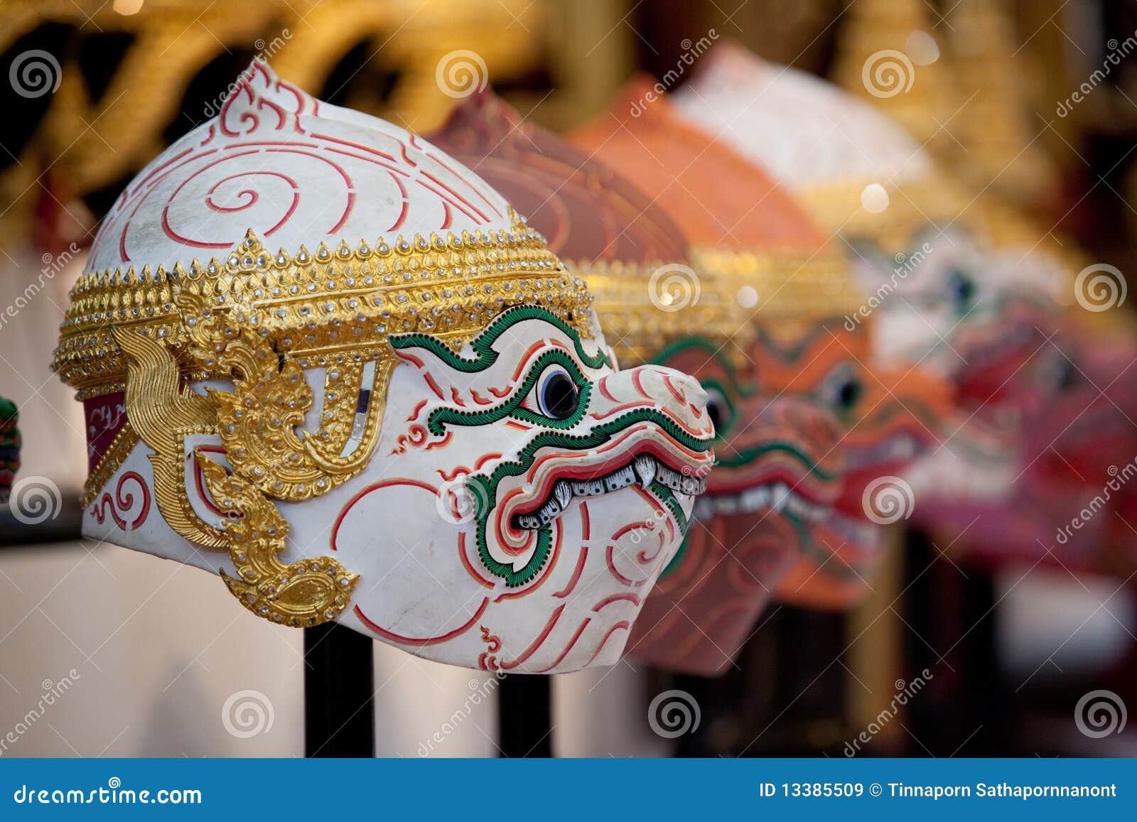 Khon masks stock image. Image of monkey, khon, traditional - 13385509