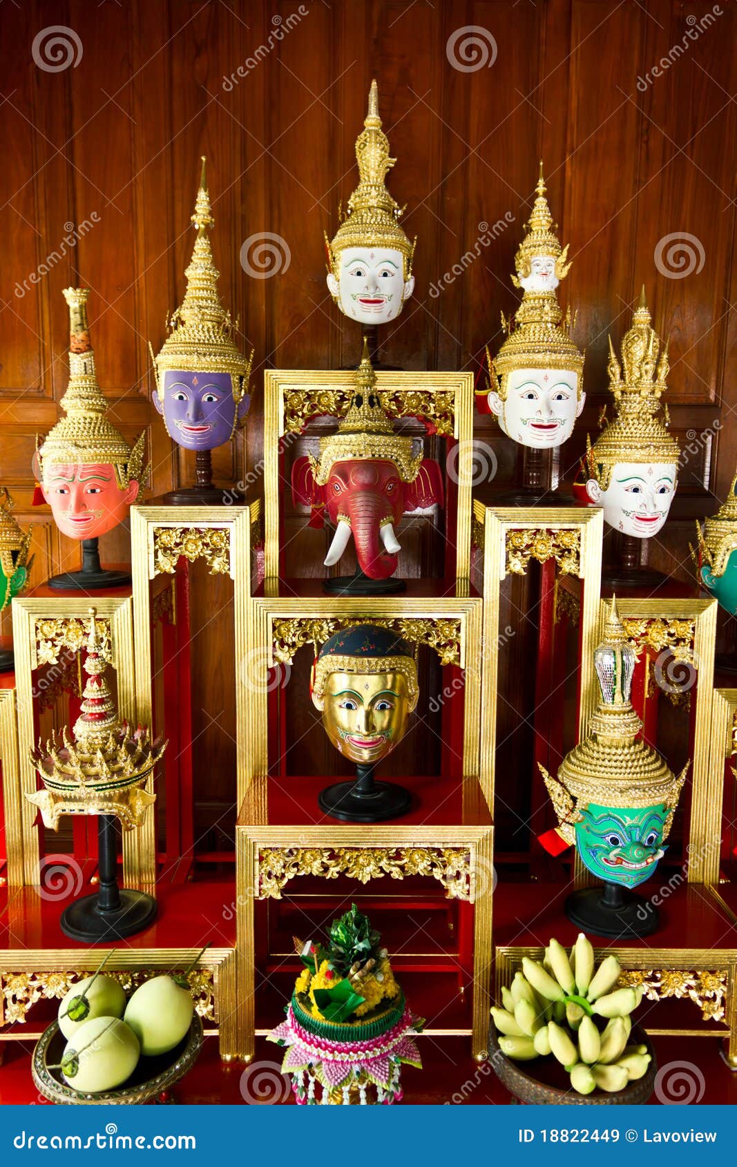 Khon Masks, Thailand stock image. Image of dancer, gold - 18822449