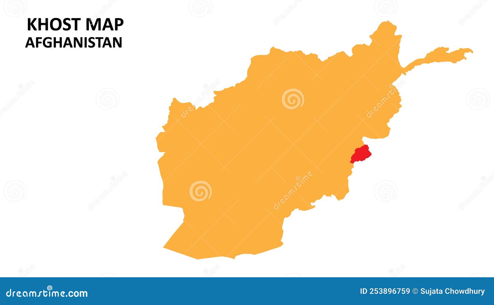 Khost State And Regions Map Highlighted On Afghanistan Map Cartoon ...