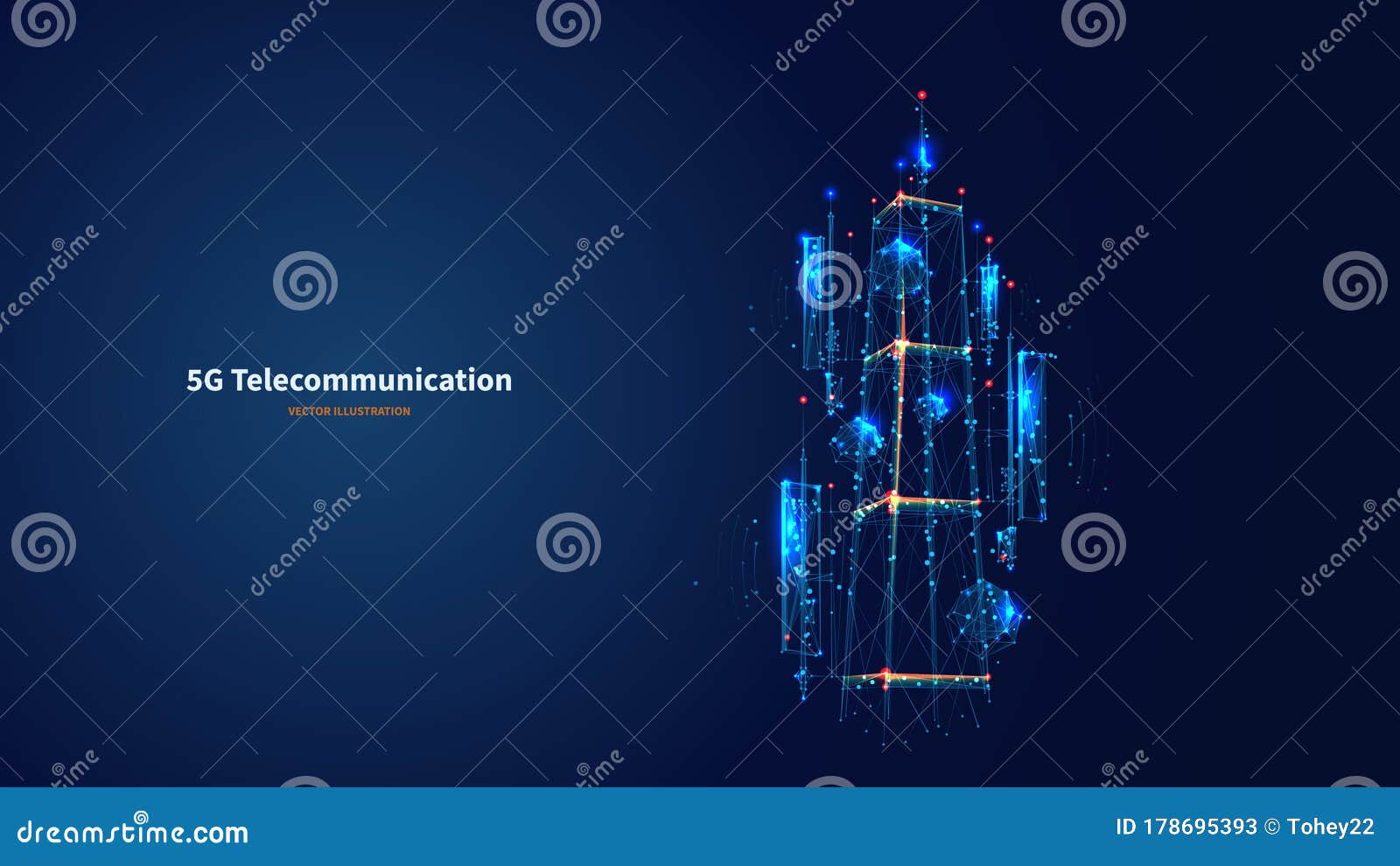 Blue Abstract 3d Isolated N5G Tower Stock Vector - Illustration of ...