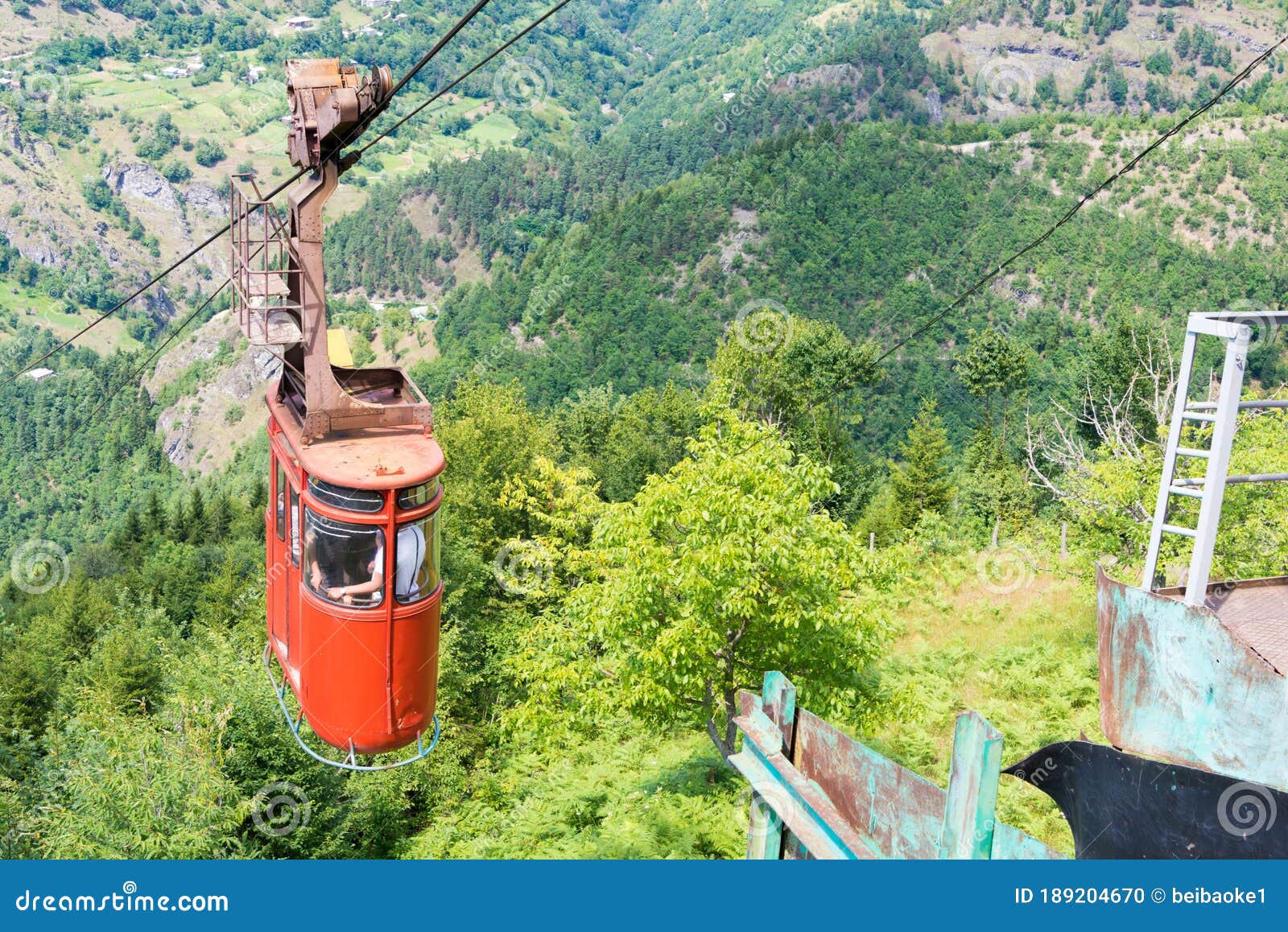 Ropeway in Khulo, Adjara, Georgia. it is Built by Soviet Union Stock ...