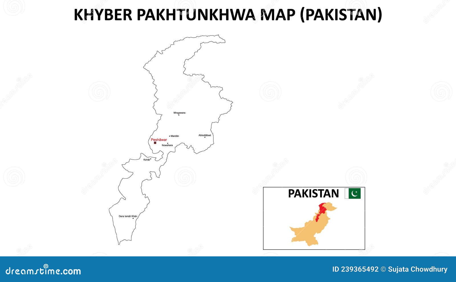 Khyber Pakhtunkhwa Map Of Pakistan Map Vector Illustration | CartoonDealer.com #239365492