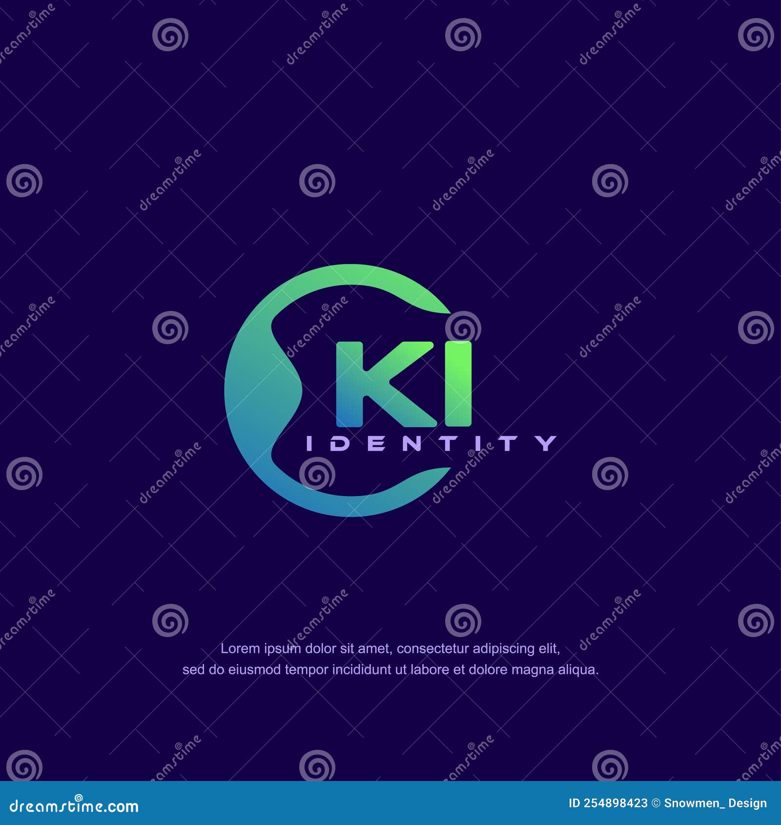 KI Initial Letter Circular Line Logo Template Vector with Gradient ...