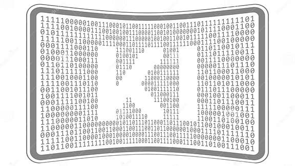KI Letters Cut Out on Curved Binary Code Wall on White Background Stock ...