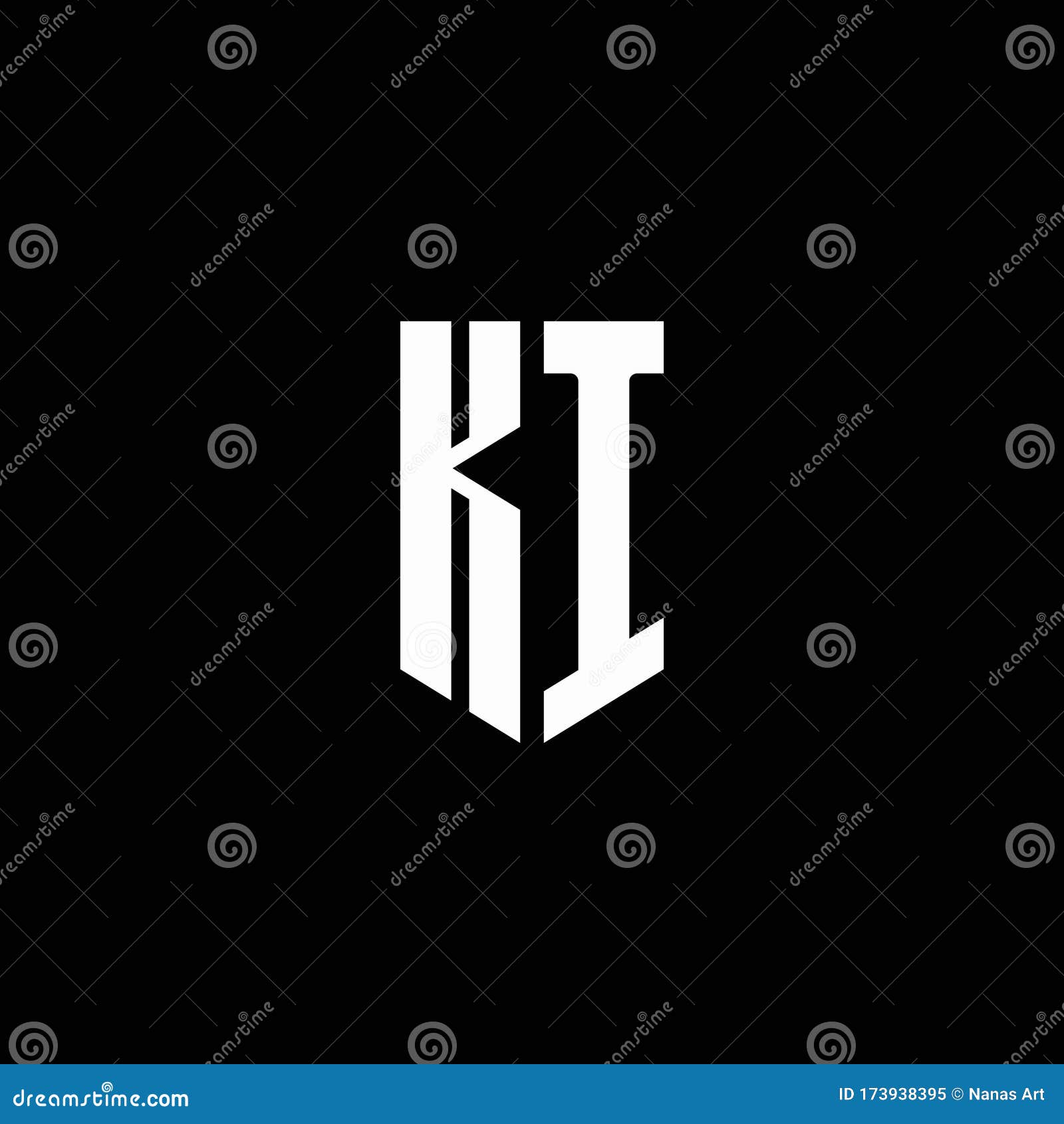 KI Logo Monogram with Emblem Style Isolated on Black Background Stock ...