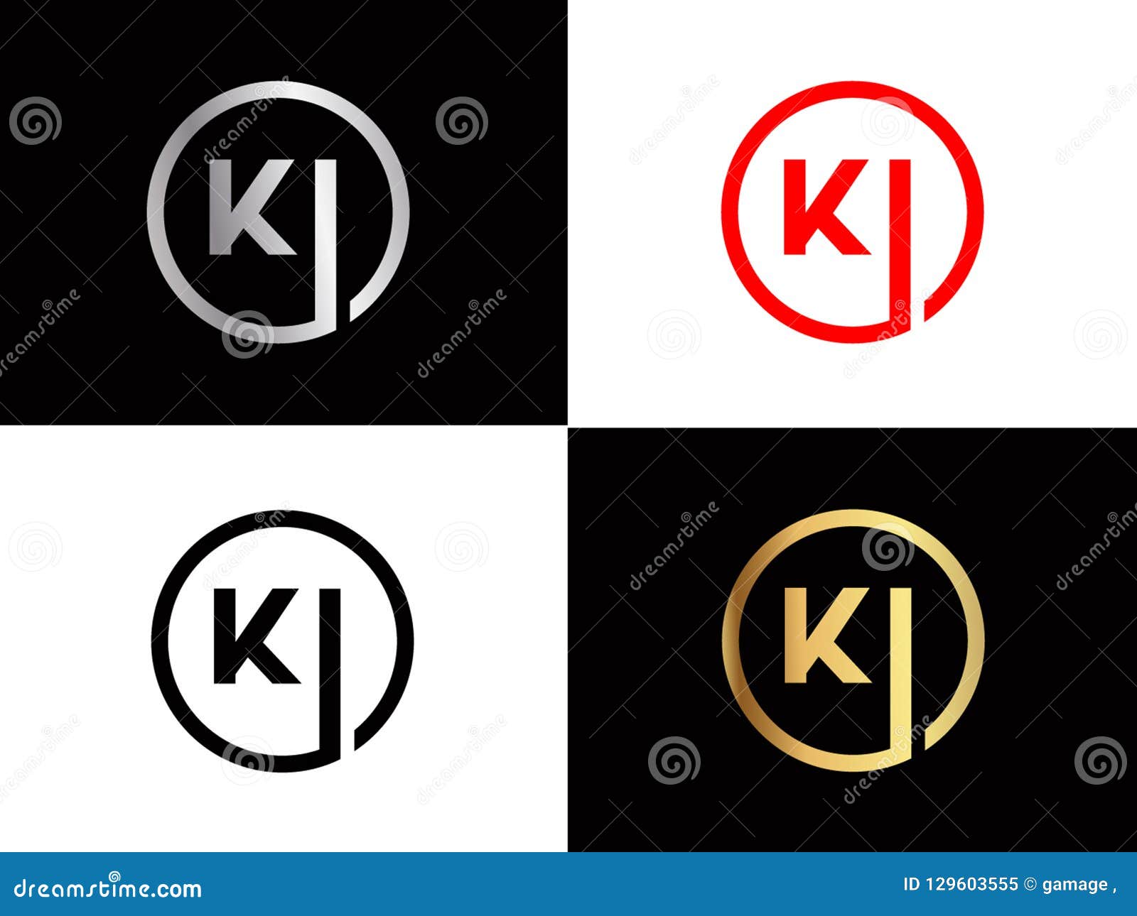KI Square Shape Letter Logo Design in Silver Gold Color Stock Vector ...