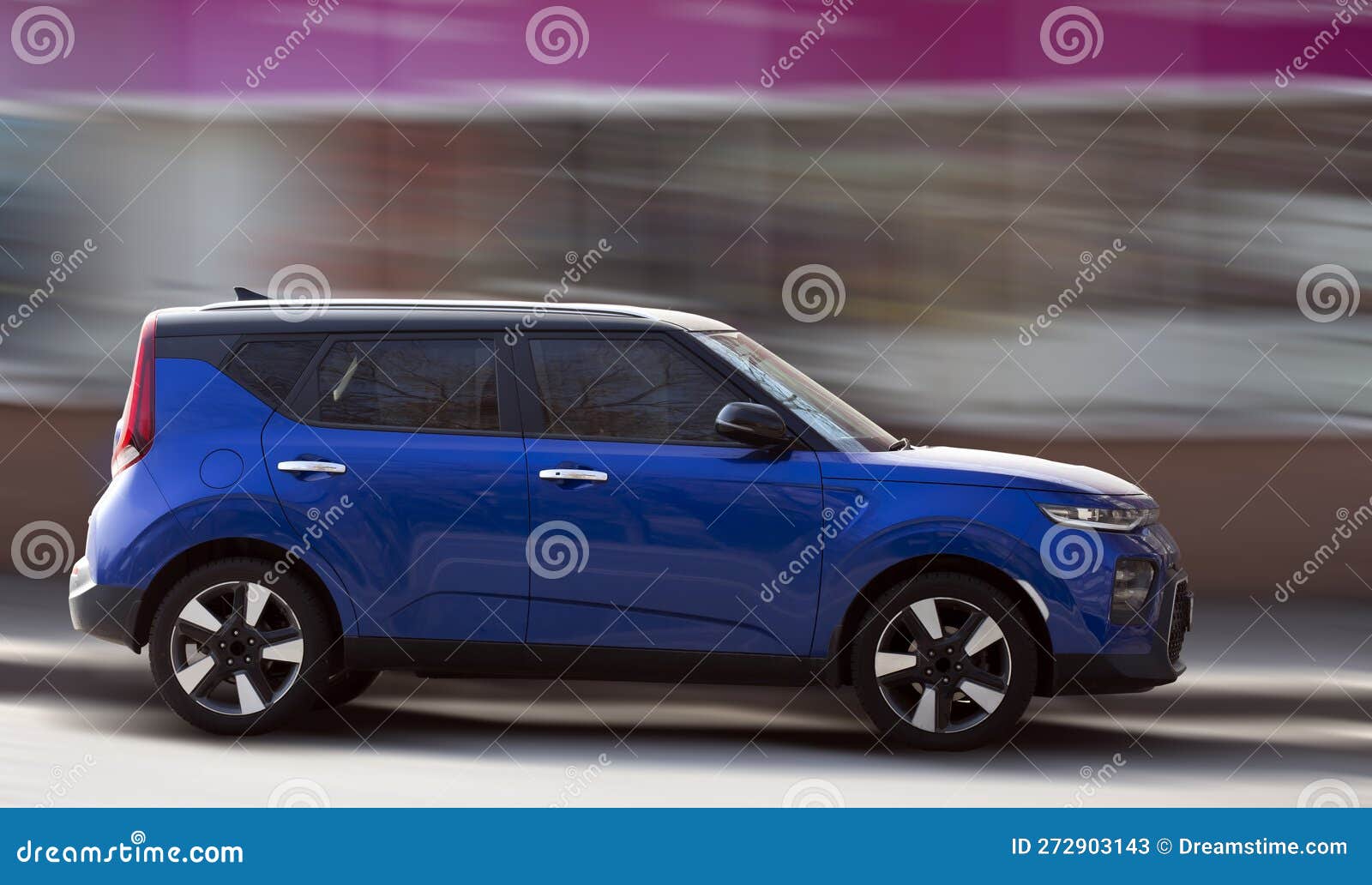 Kia blue car. stock image. Image of blurred, bumper - 272903143