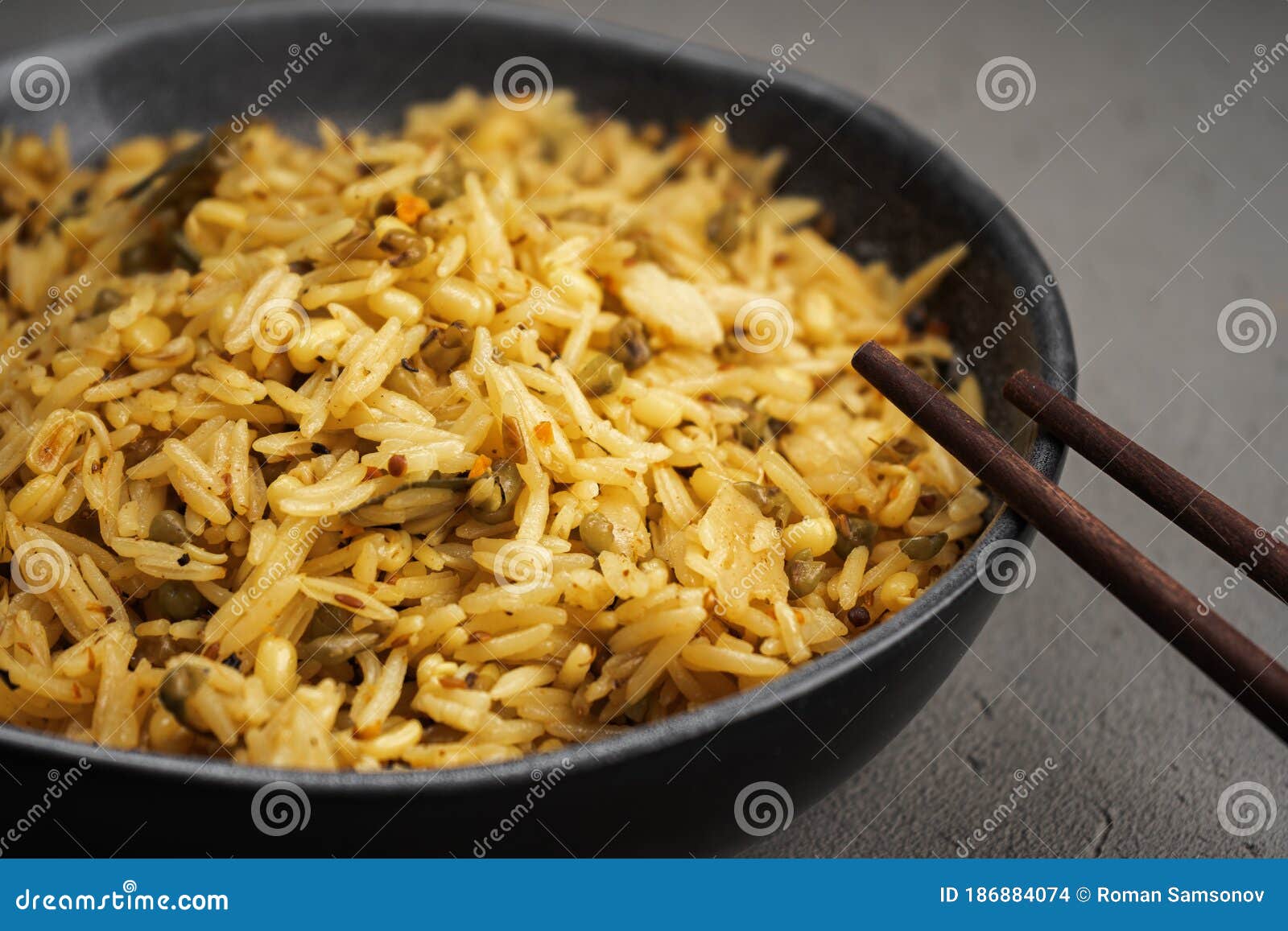 Kichari in a Gray Plate with Khasi Sticks on the Concrete Surface Close ...