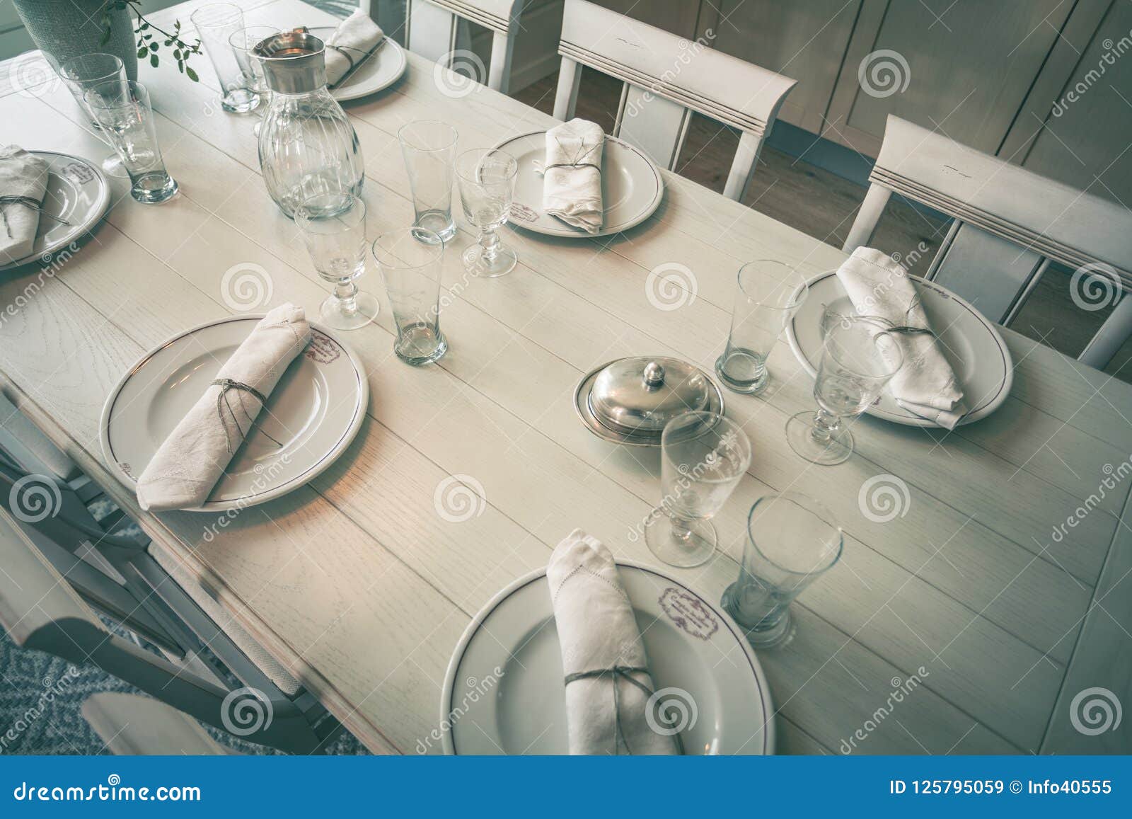 Kichen Concept with Table and Plates Stock Image - Image of lunch ...