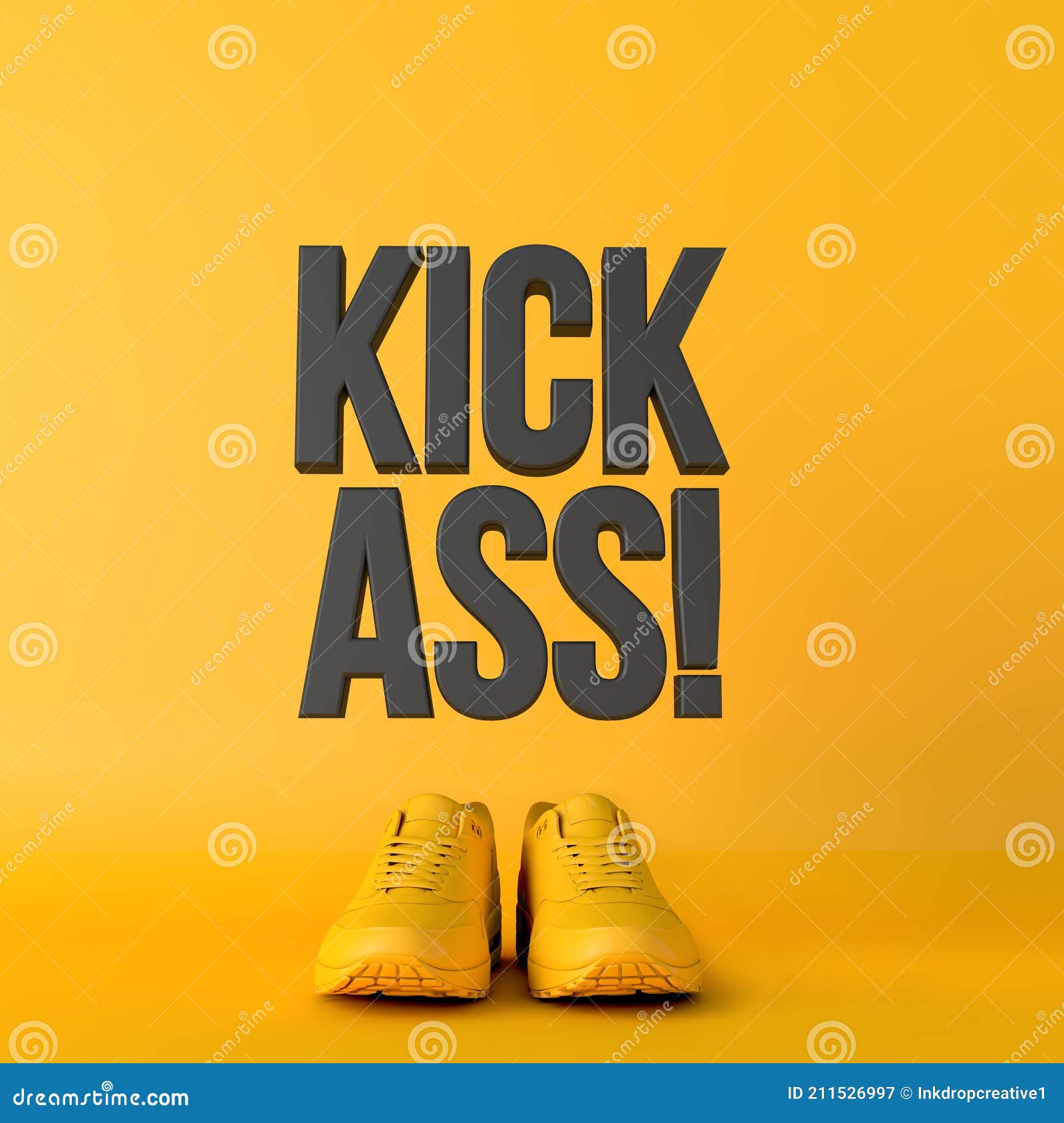 Kick Motivational Workout Fitness Phrase 3d Rendering Stock