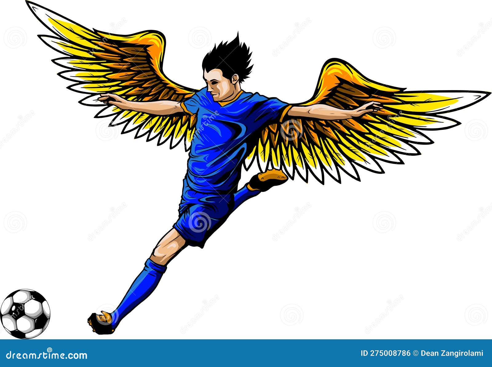 Kick the Ball Soccer Vector Illustration. Digital Hand Draw Design ...