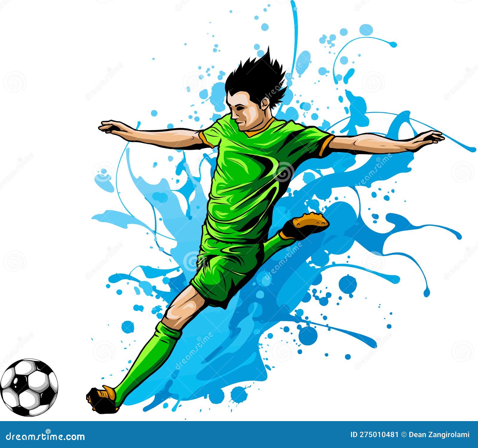 Kick the Ball Soccer Vector Illustration. Digital Hand Draw Design ...